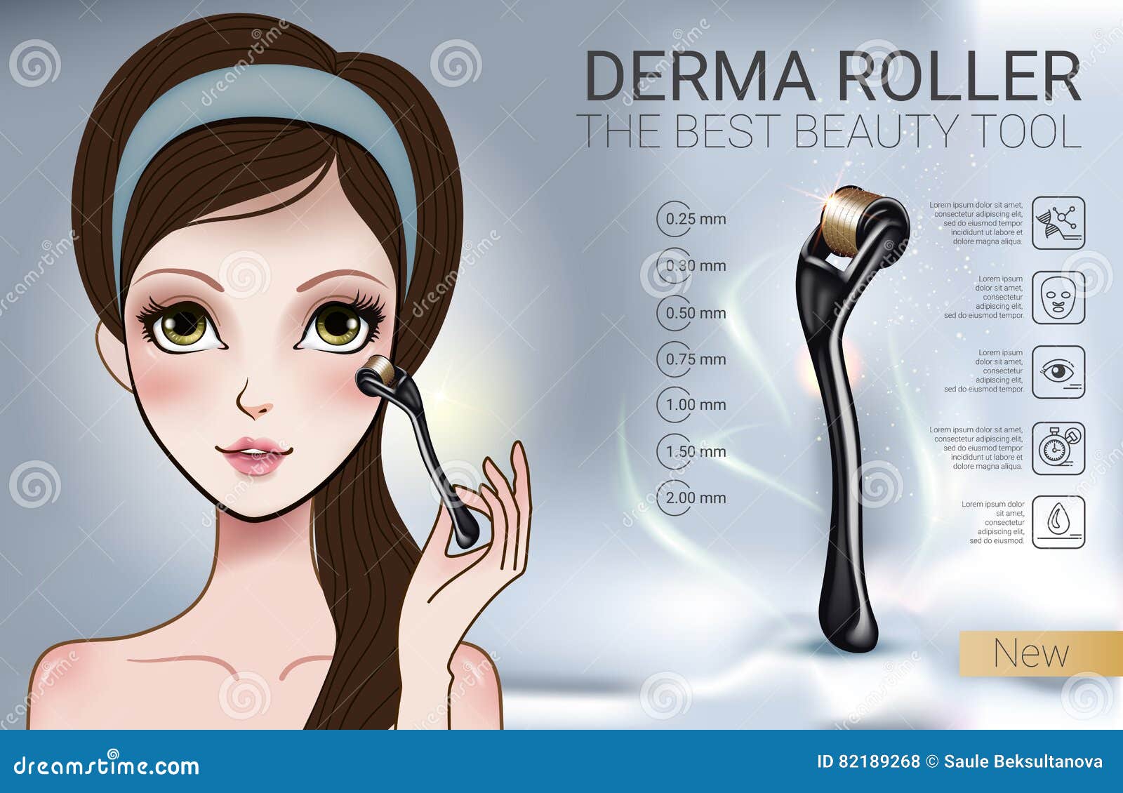 Vector Illustration with Manga Style Girl and Derma Roller. Stock ...