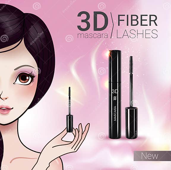 Vector Illustration With Manga Style Girl And Mascara Stock Vector