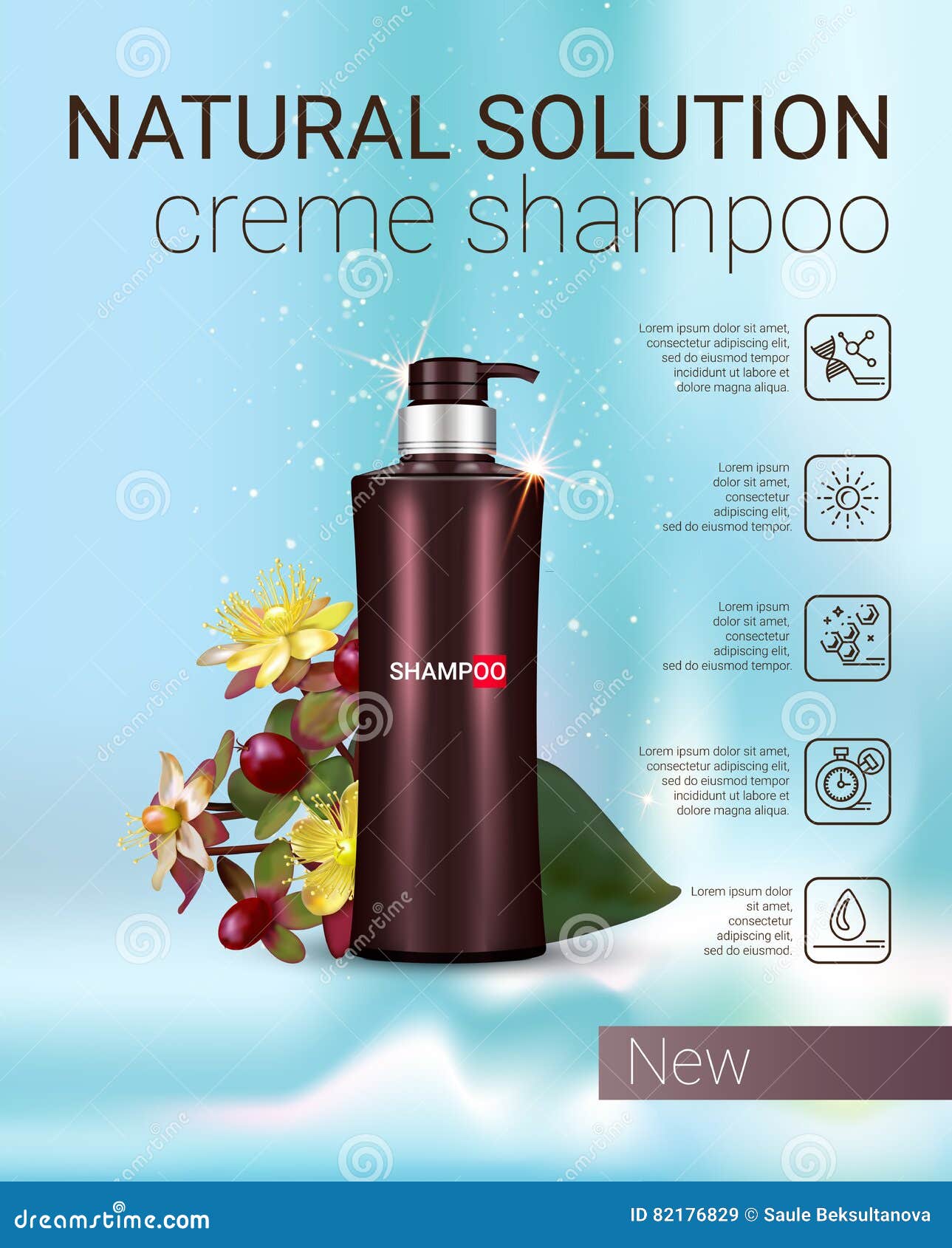Vector Illustration With Manga Style Girl And Shampoo Bottle Stock