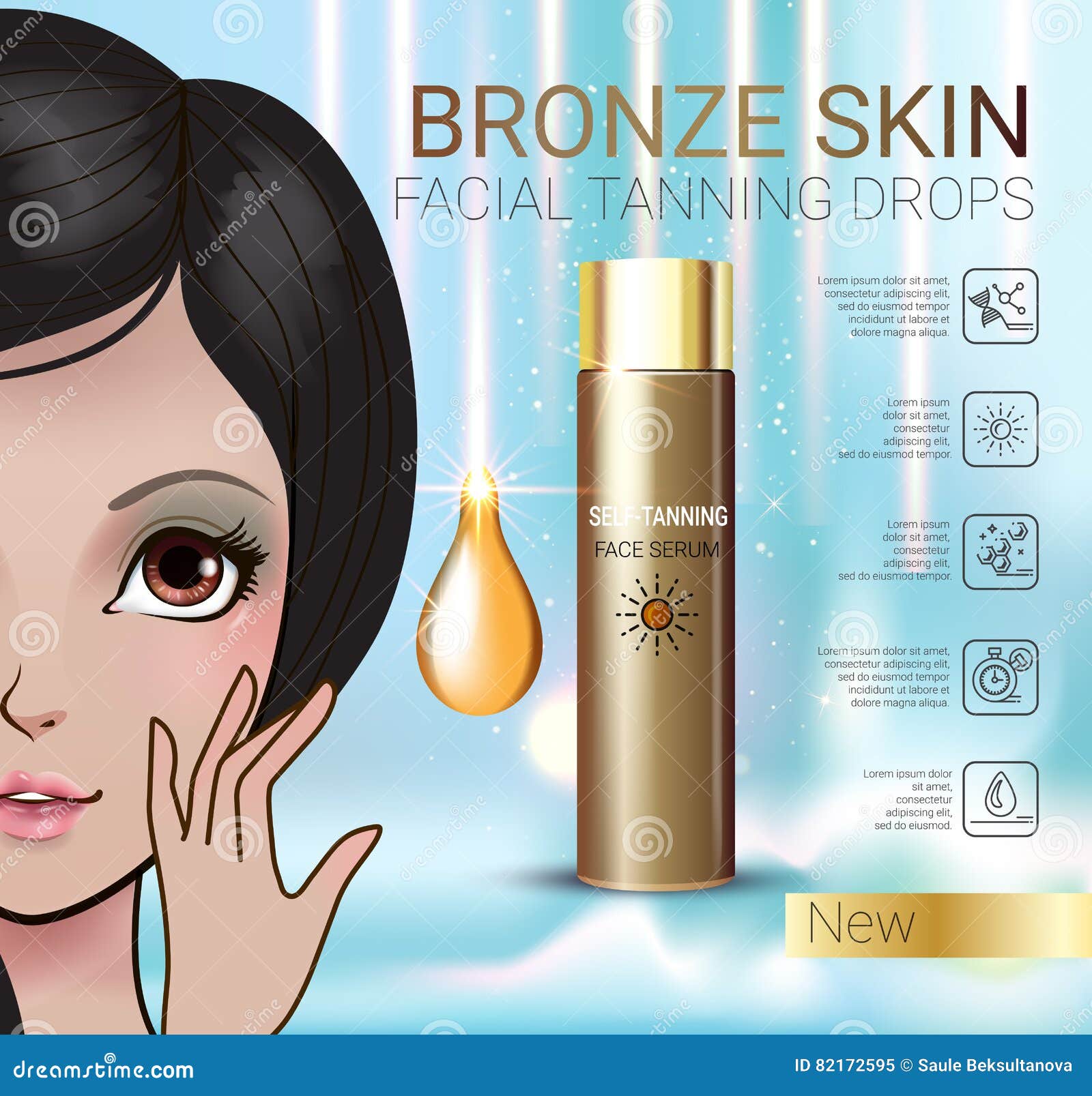 Vector Illustration With Manga Style Girl And Sun Drops Bottle Stock