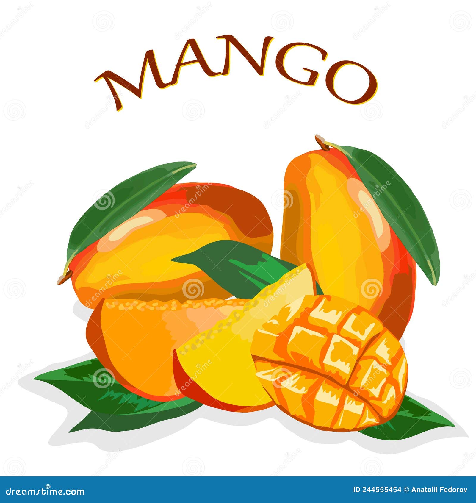 Vector Illustration with Mango. Stock Vector - Illustration of natural ...
