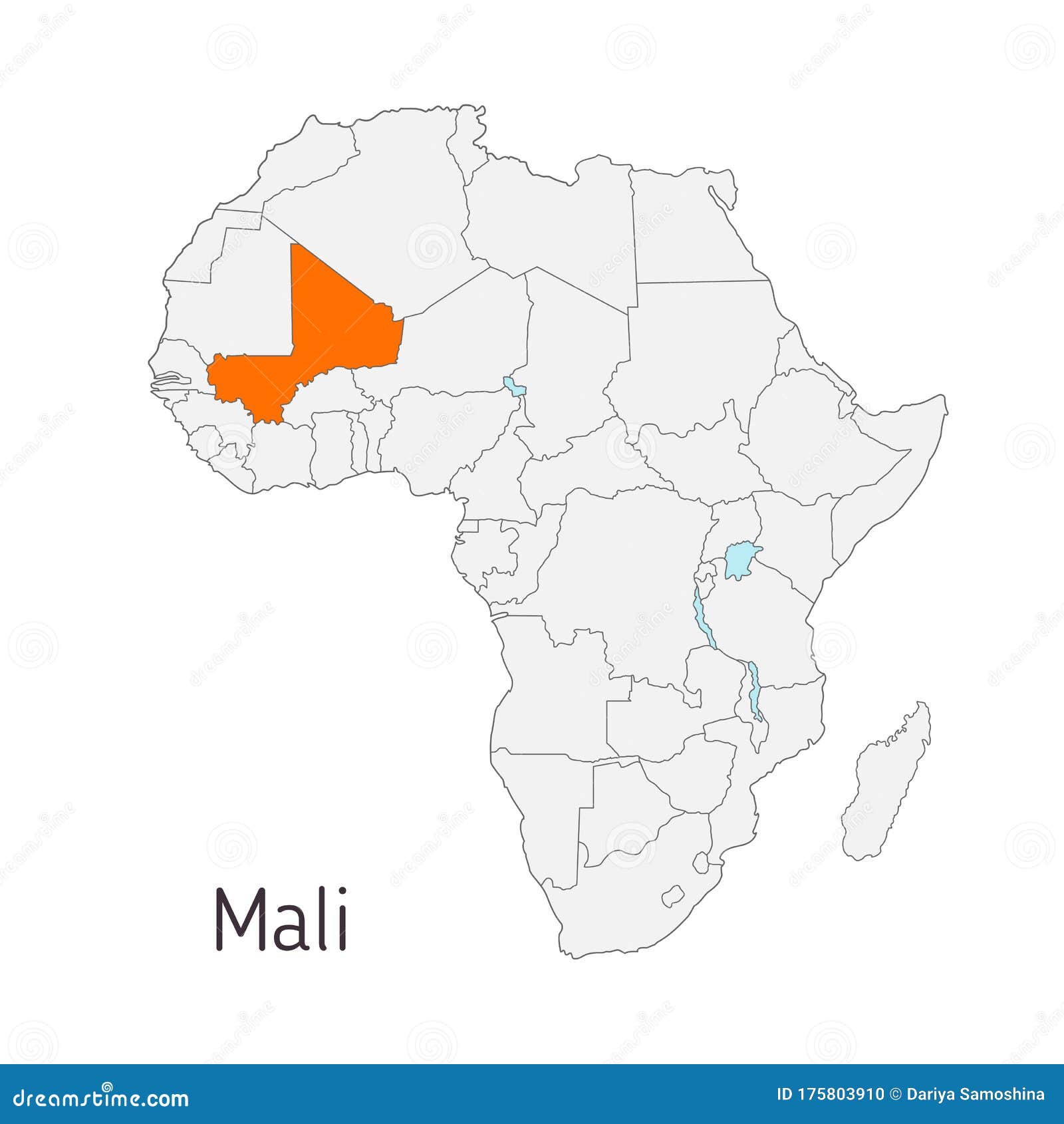Vector Illustration: Map of Africa with State Borders. Mali Stock ...