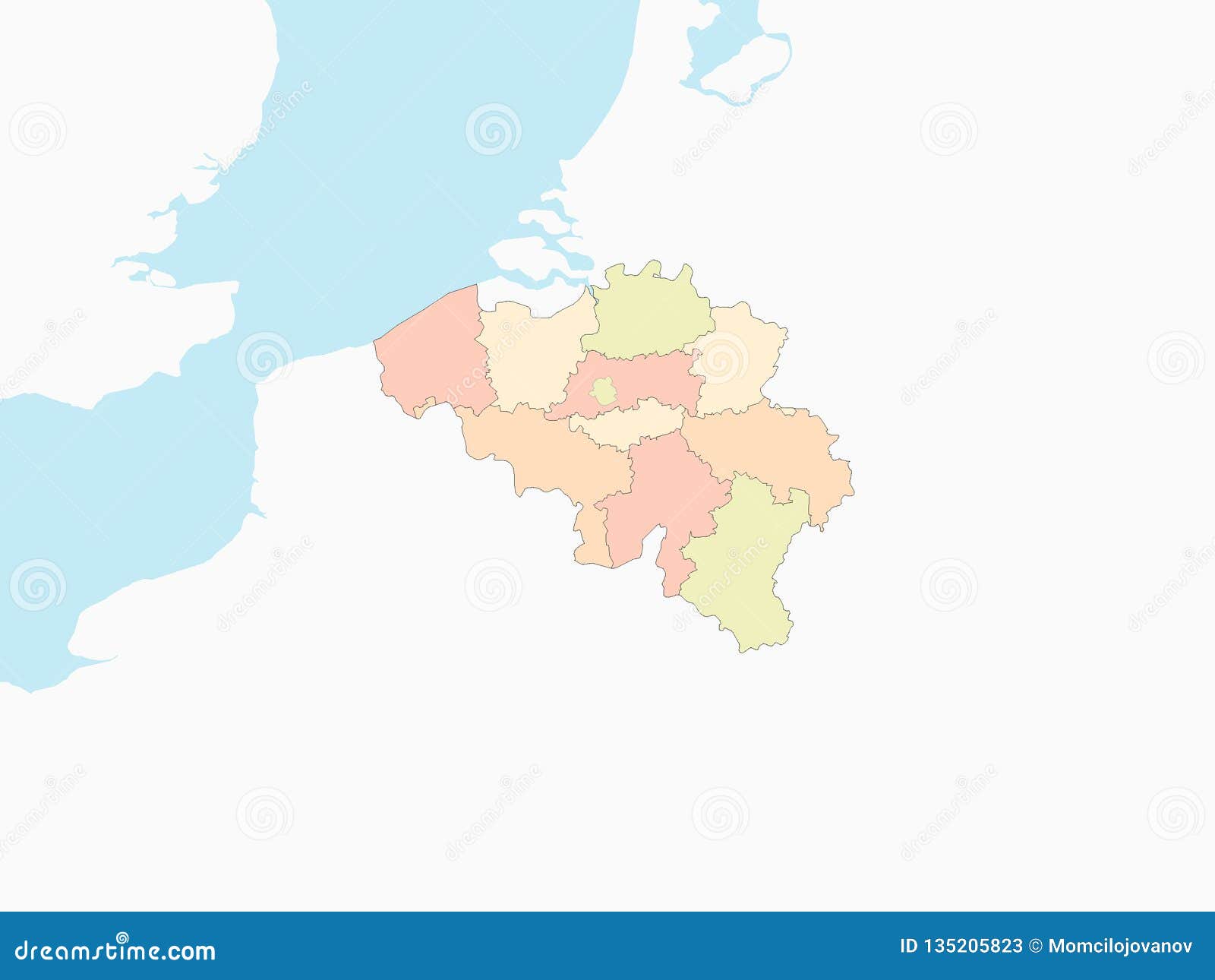 Map of Belgium with Provinces Stock Vector - Illustration of blue ...