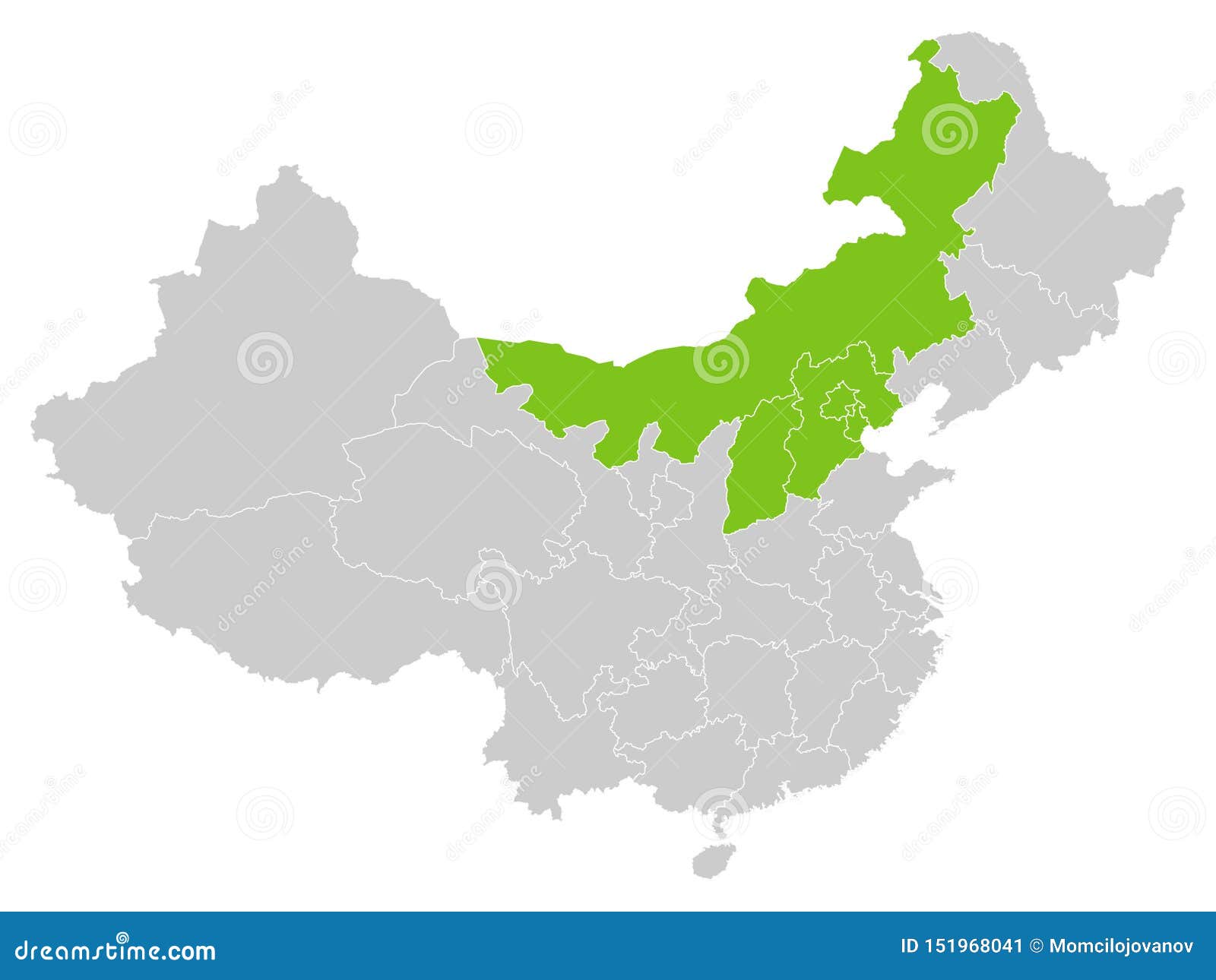 Map of the Chinese Region of North China Stock Vector - Illustration of ...