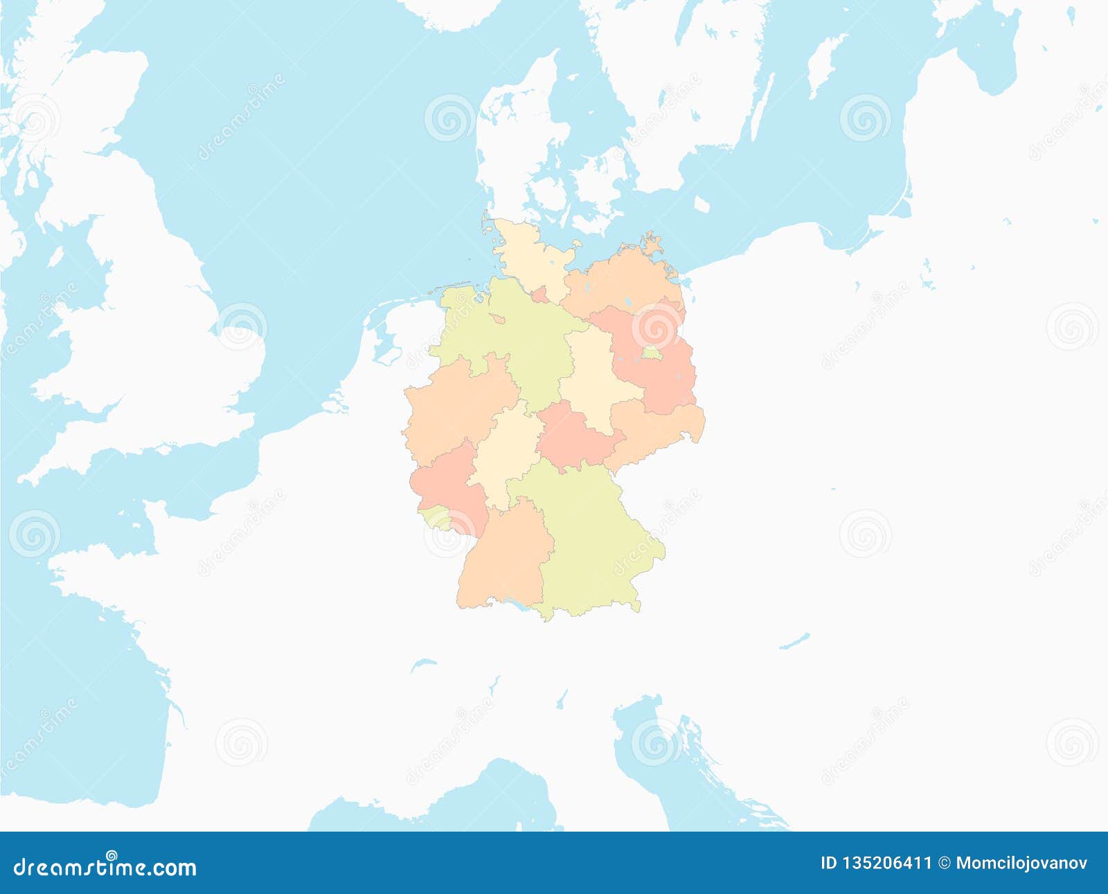 Map of Germany with Provinces Stock Vector - Illustration of provinces ...