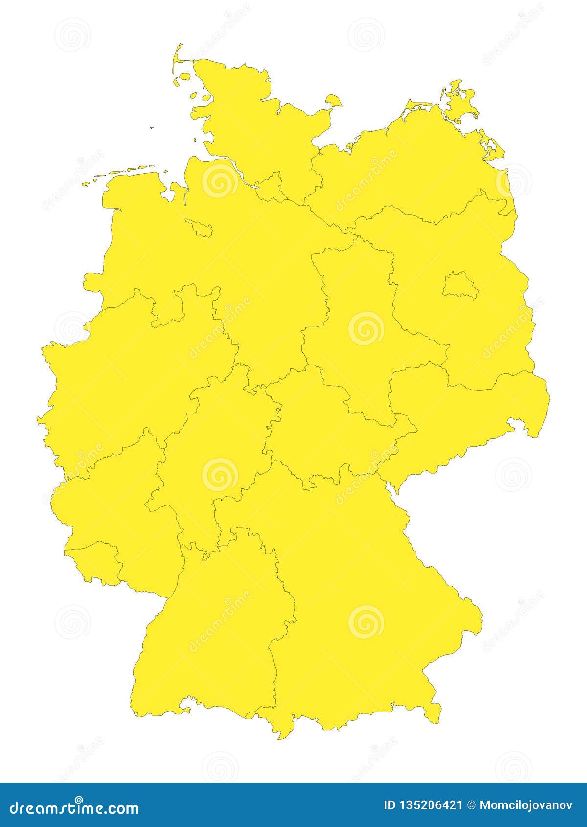 Map of Germany with Provinces Stock Vector - Illustration of black ...