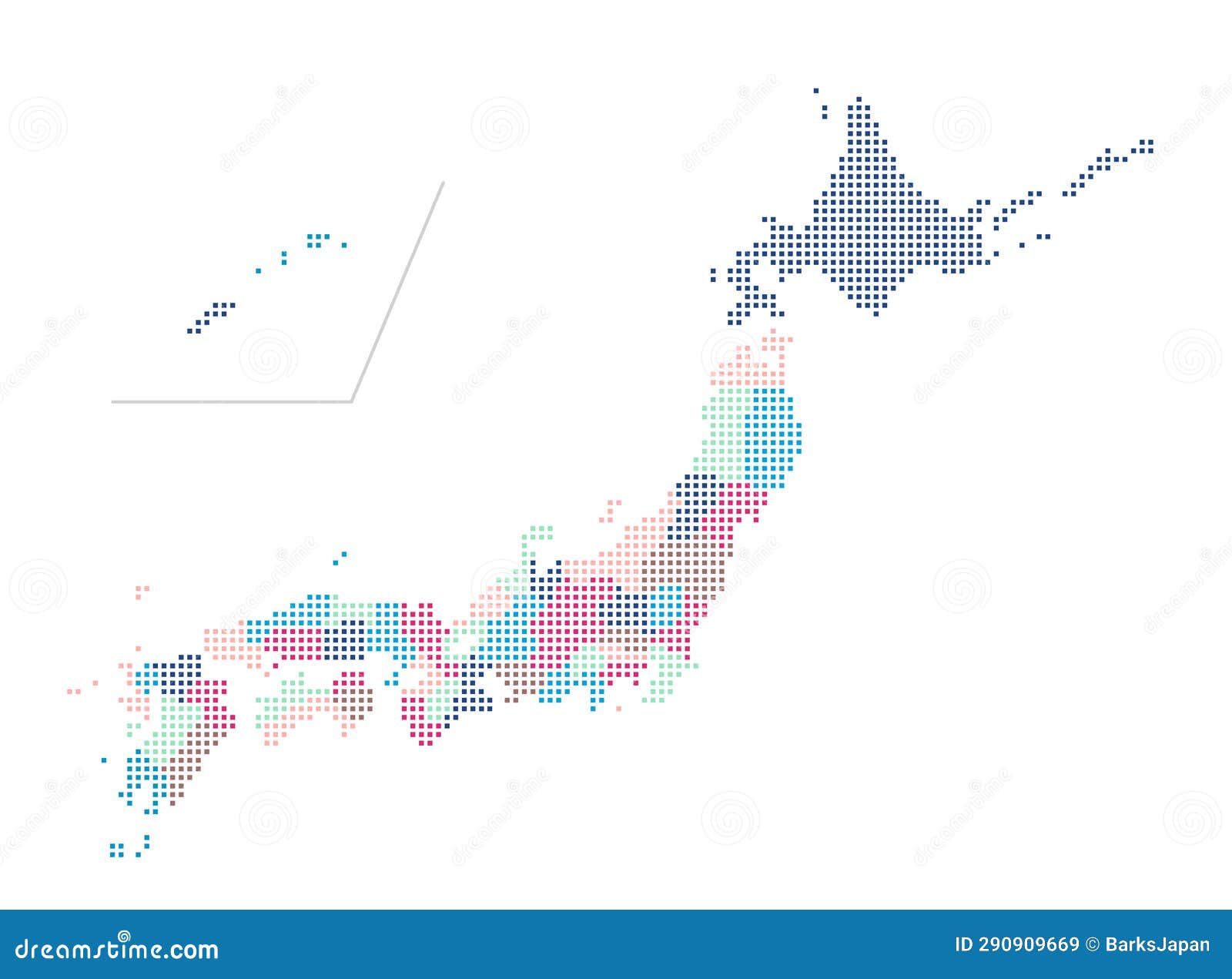 Vector Illustration of a Map of Japan (map Drawn with Circular Dots ...