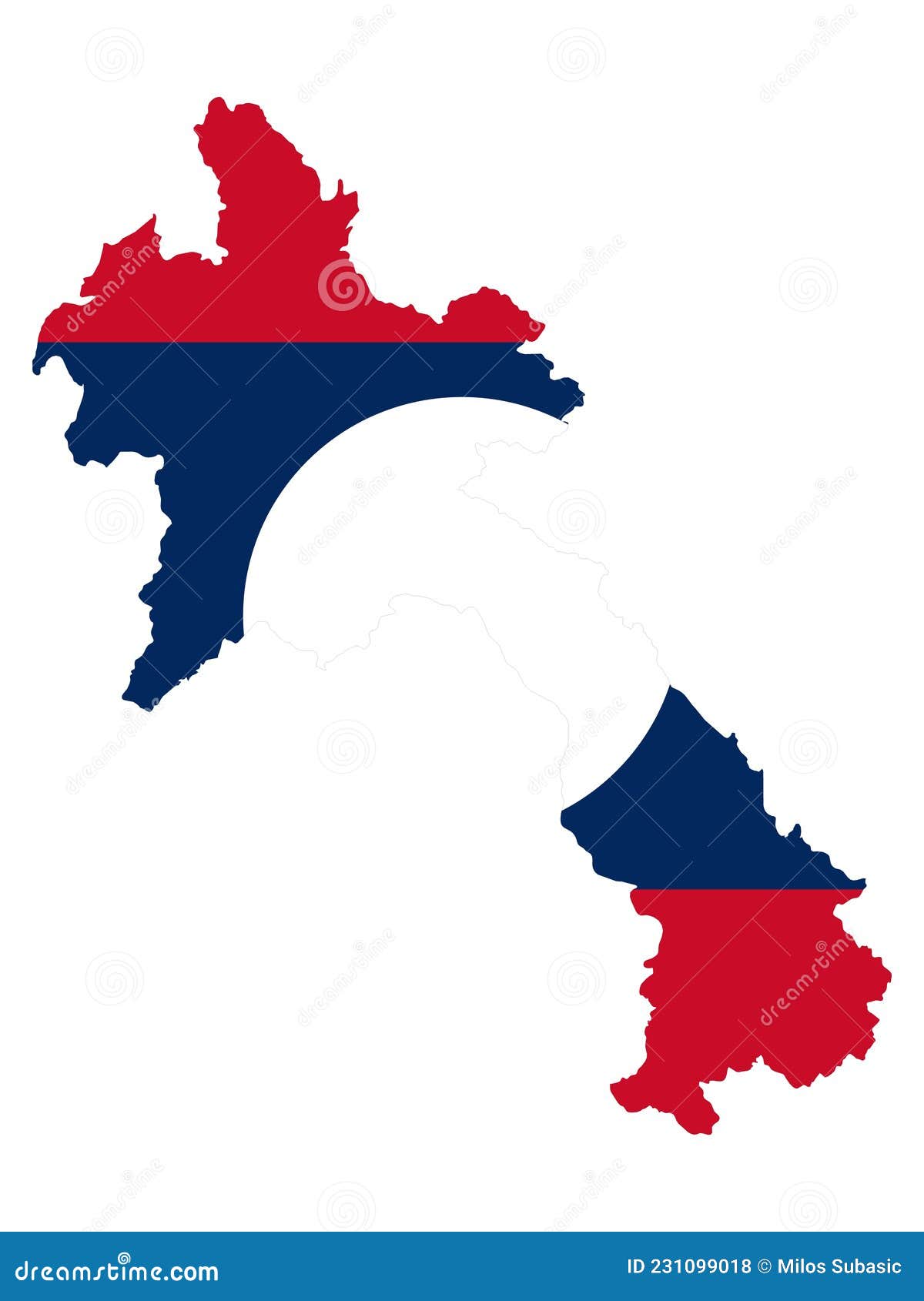 Map of Laos with National Flag Stock Vector - Illustration of country ...