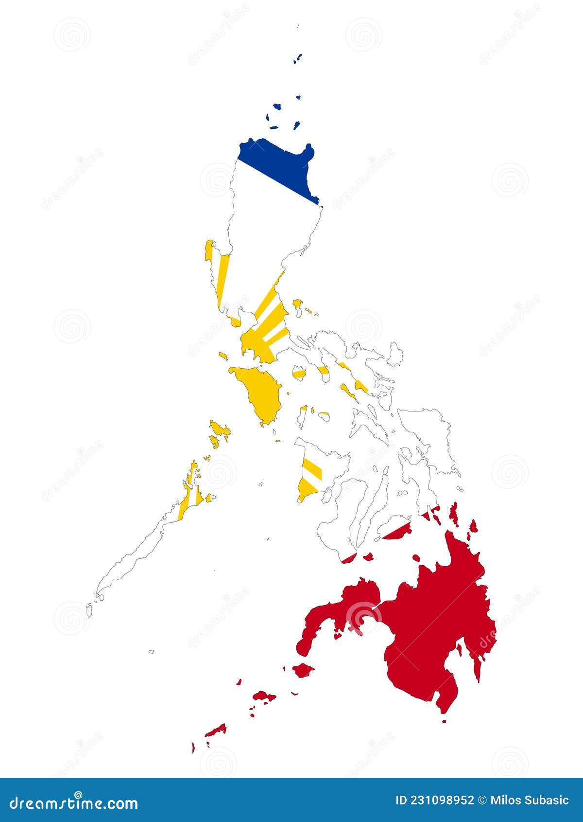 Map of Philippines with National Flag Stock Vector - Illustration of ...