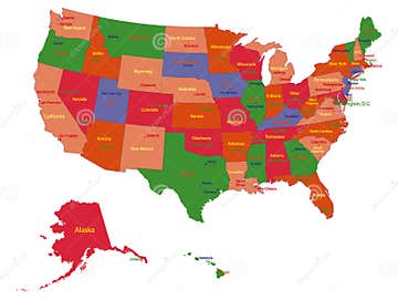 Map of USA with State Borders Stock Vector - Illustration of round ...