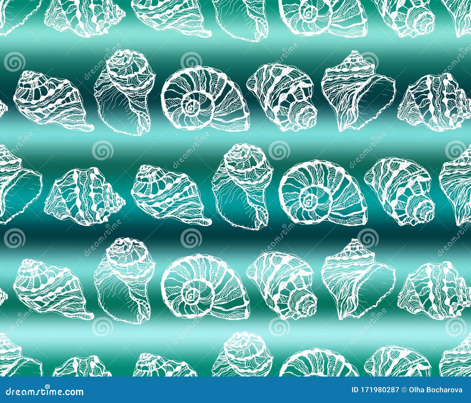 Vector Illustration of Marine Seamless Pattern.White Hand Drawing Sea ...