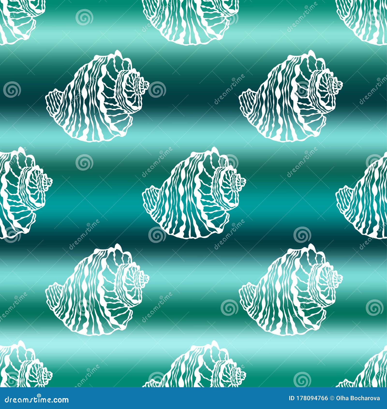 Vector Illustration of Marine Seamless Pattern.White Hand Drawing Sea ...