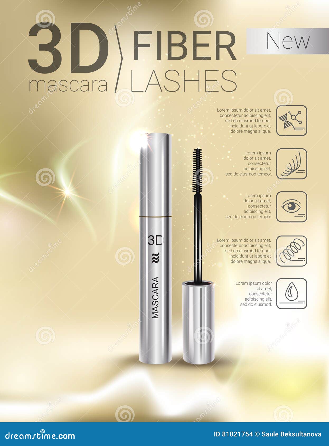 Vector Illustration with Mascara Brush and Its Container. Stock Vector ...