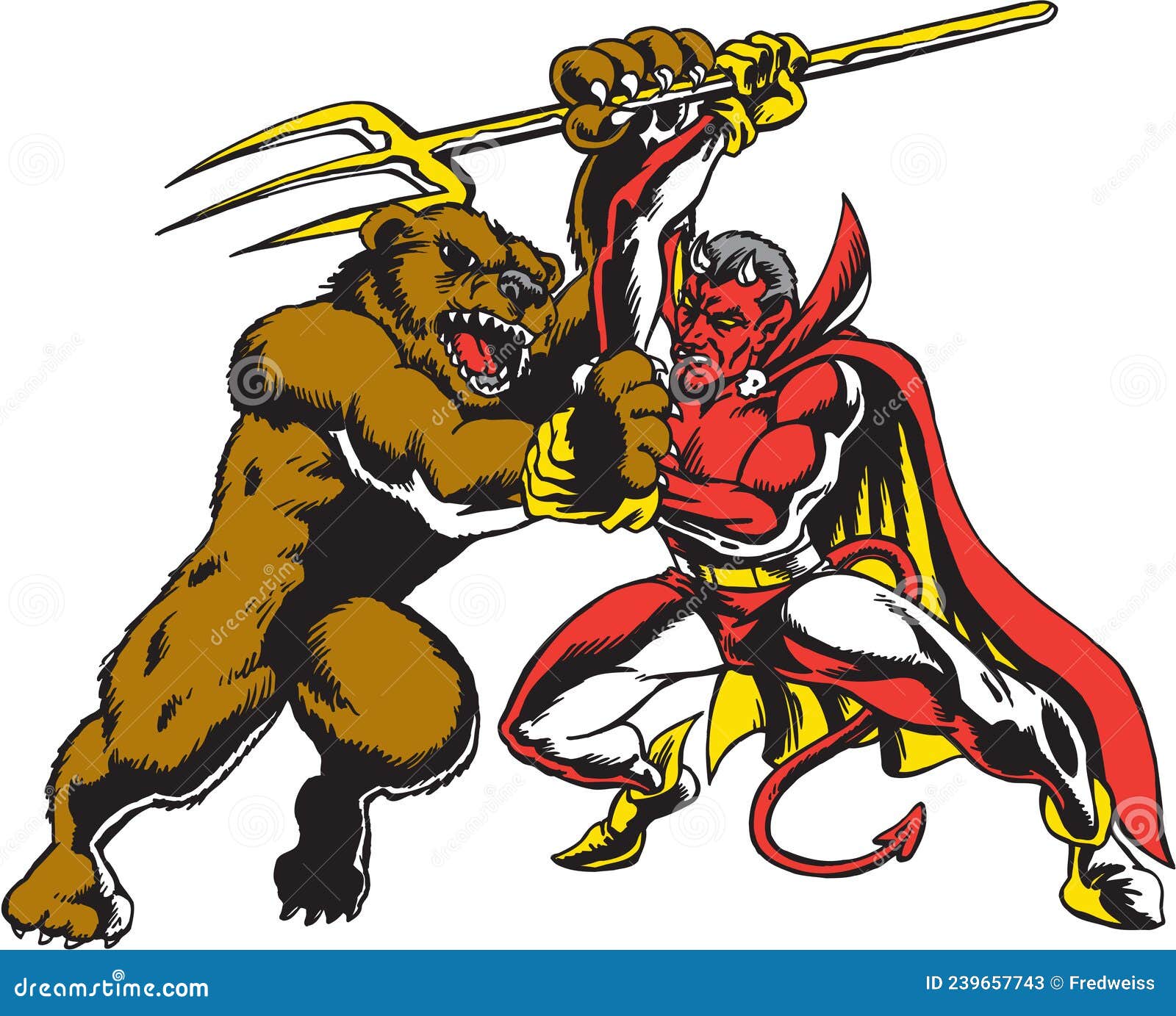 Bear Vs Devil Vector Illustration Stock Vector - Illustration of vector ...