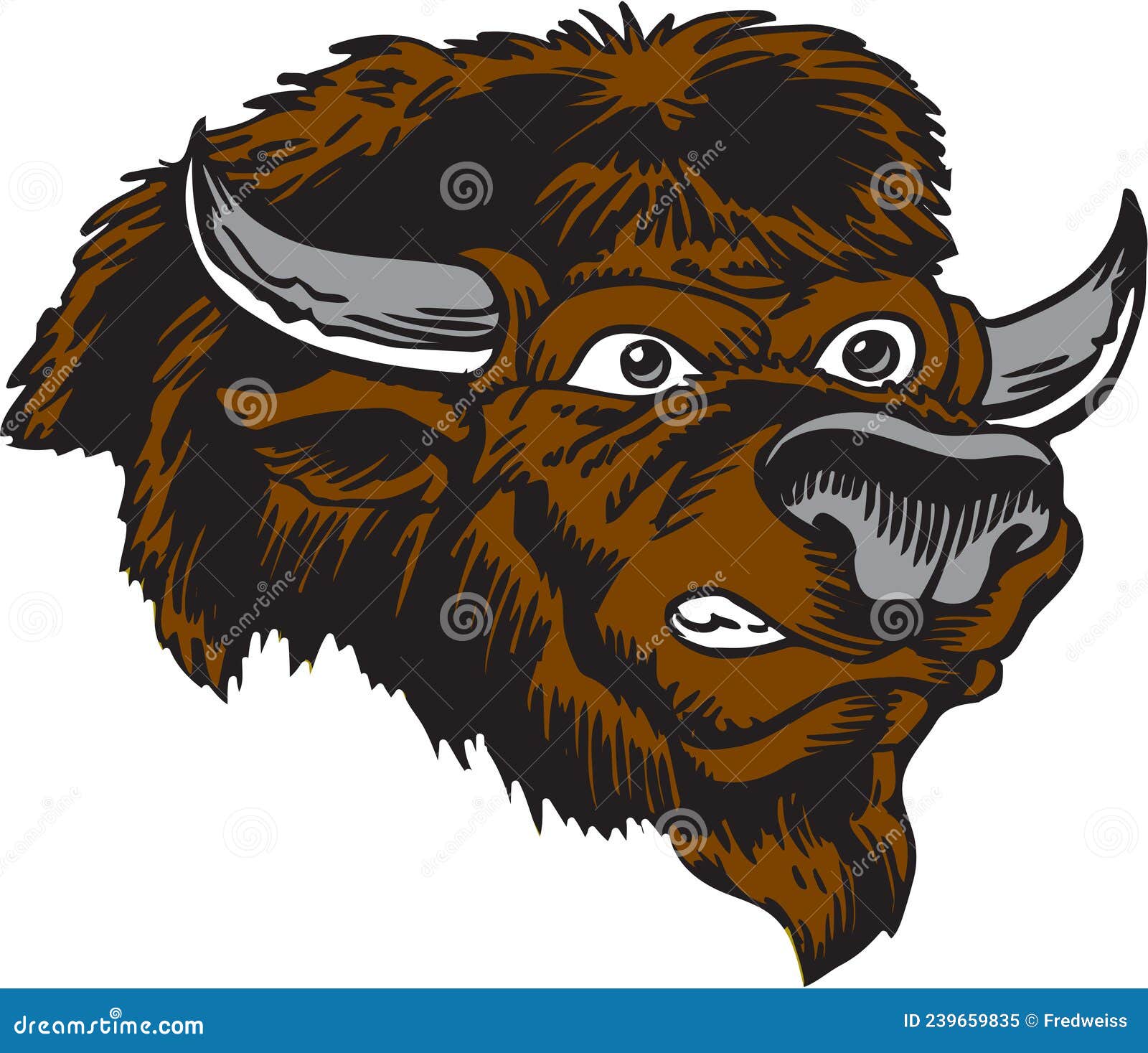 Bison Head Vector Illustration Stock Vector - Illustration of vector ...