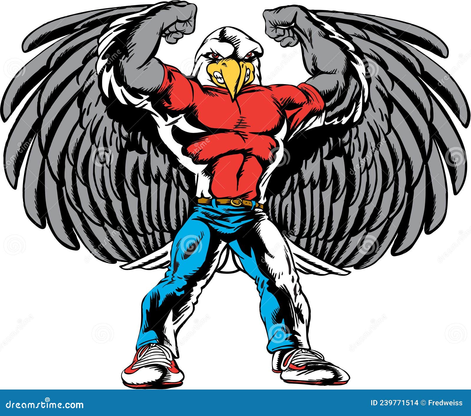 Eagle Flexing Muscles with Wings Vector Illustration Stock Vector ...