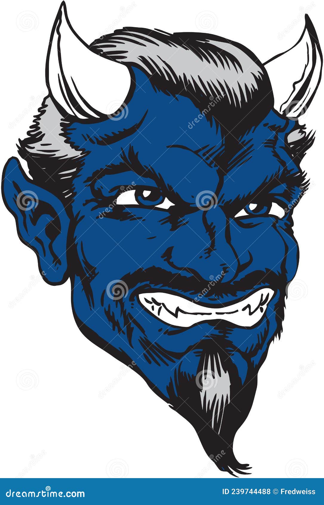 Devil Head Smiling Vector Illustration Stock Vector - Illustration of ...