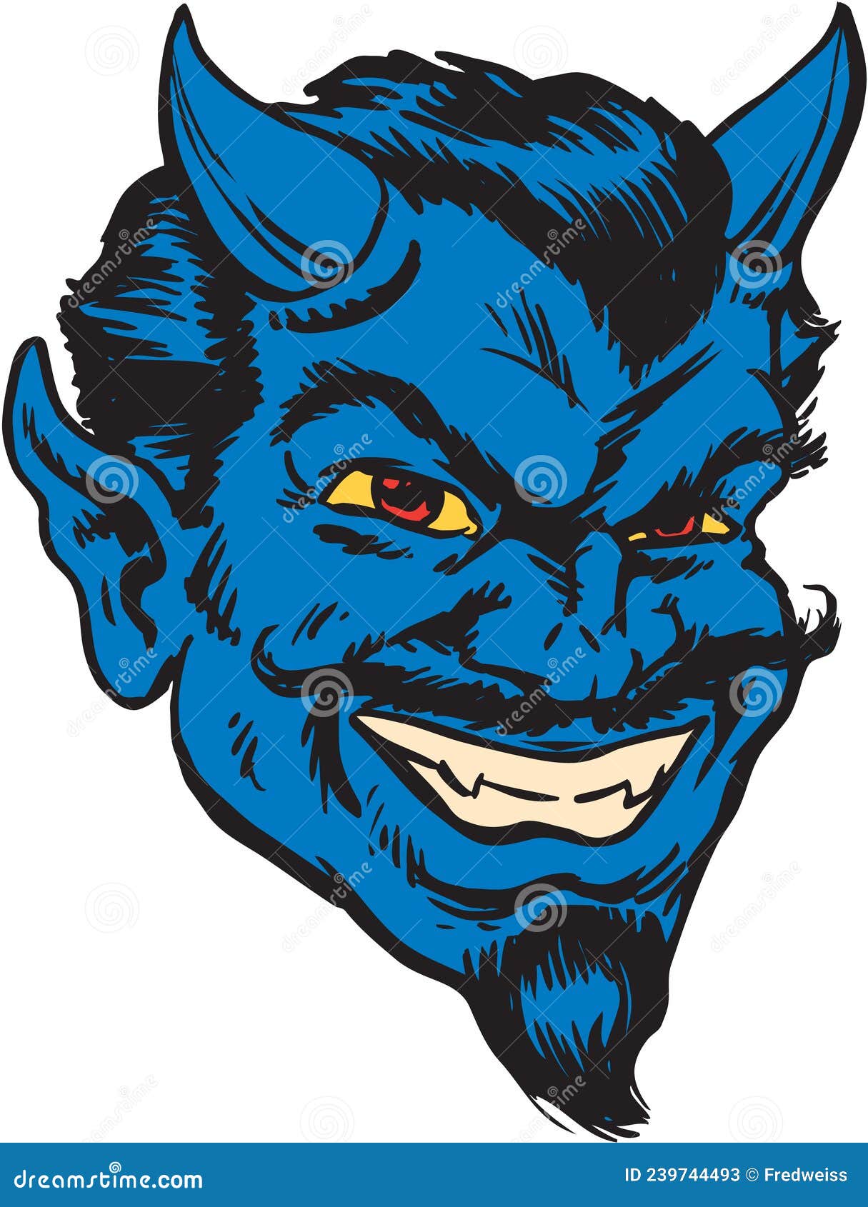 Devil Head Smiling Vector Illustration Stock Vector - Illustration of ...