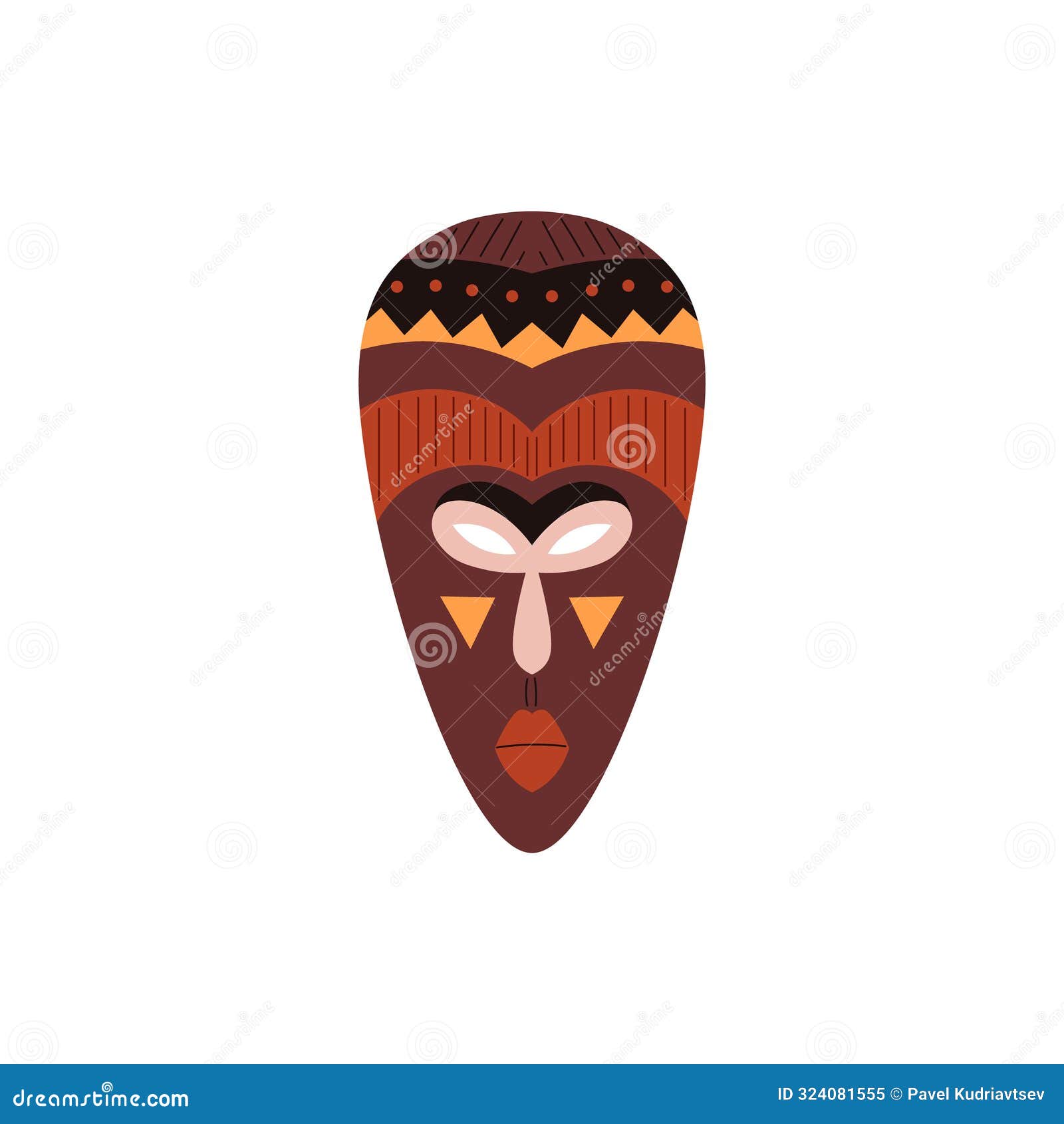 Vector Illustration with a Mask of African Tribes, Ritual Drawings on ...