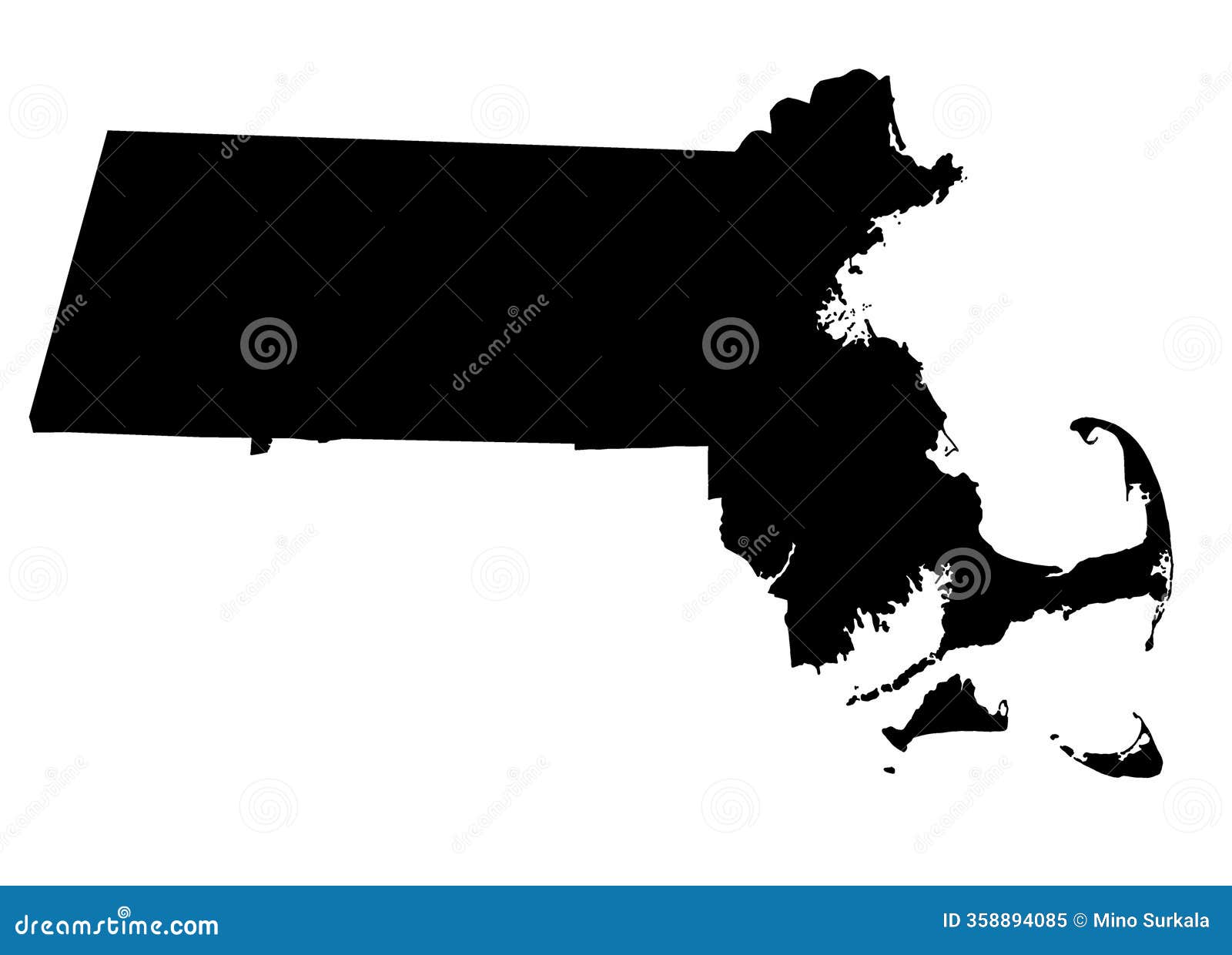Massachusetts State Map, USA. Set Of Massachusetts Maps With Outline ...
