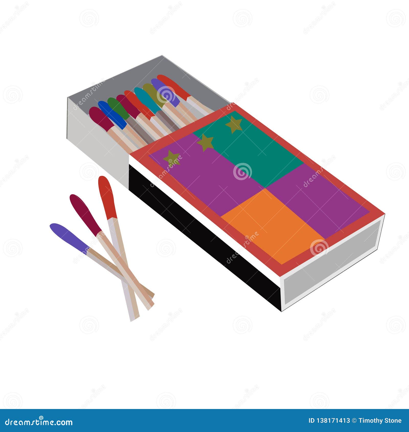 Vector Illustration of a Matchboxe and Matches Stock Vector ...