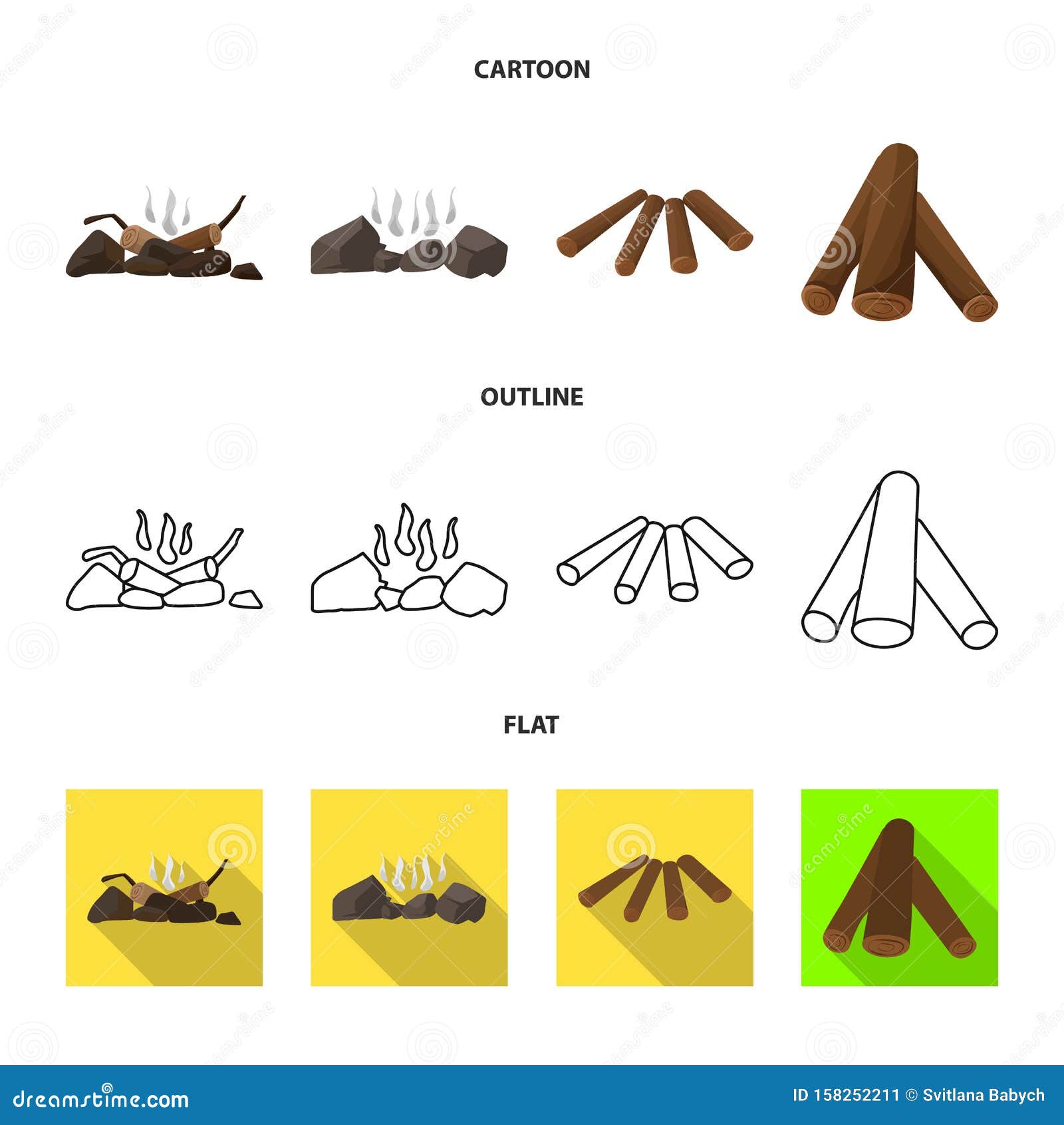 Vector Illustration Of Material And Logging Sign Set Of Material And