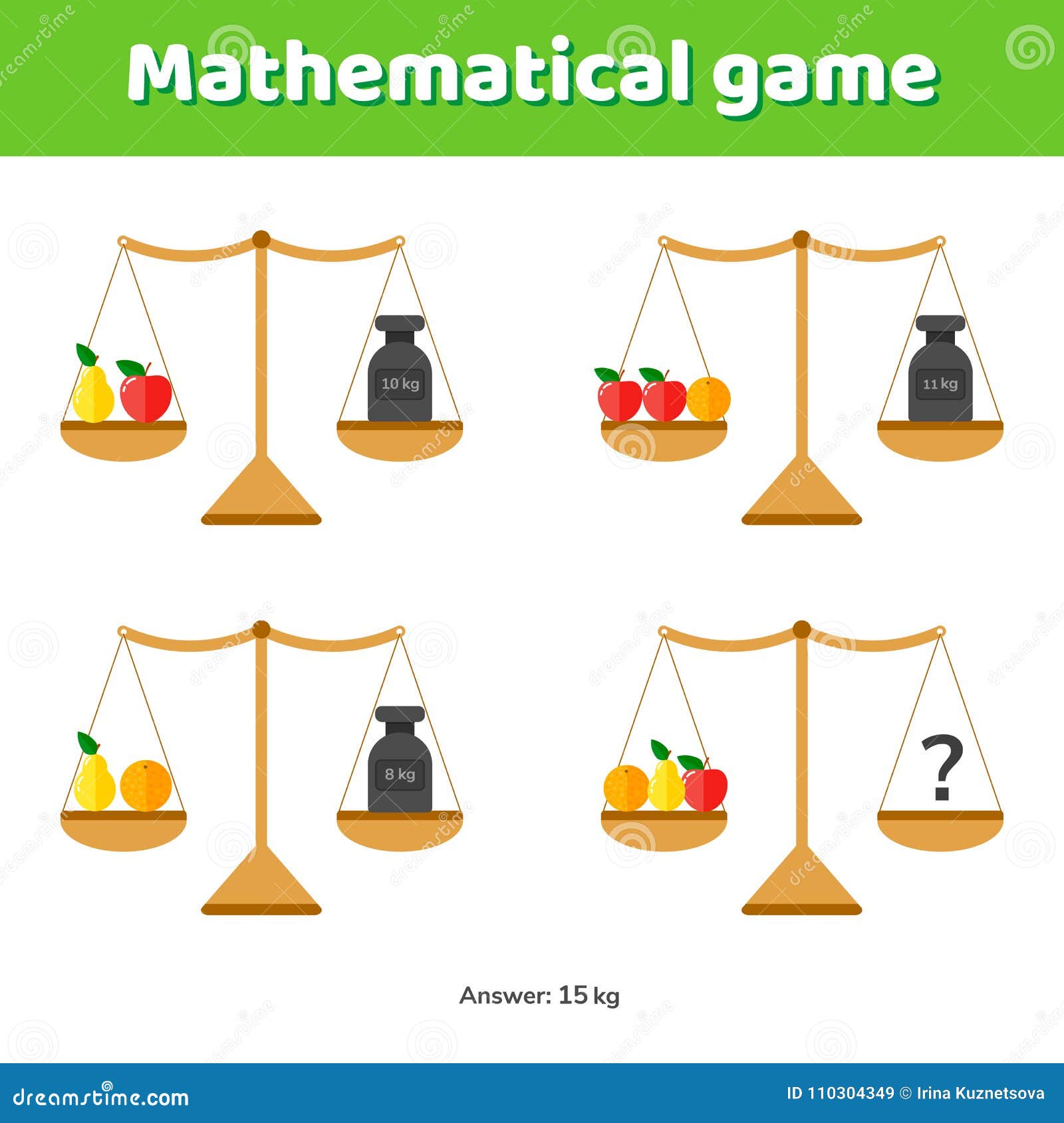 Vector Illustration. Math Game for Kids of School and Preschool Stock ...