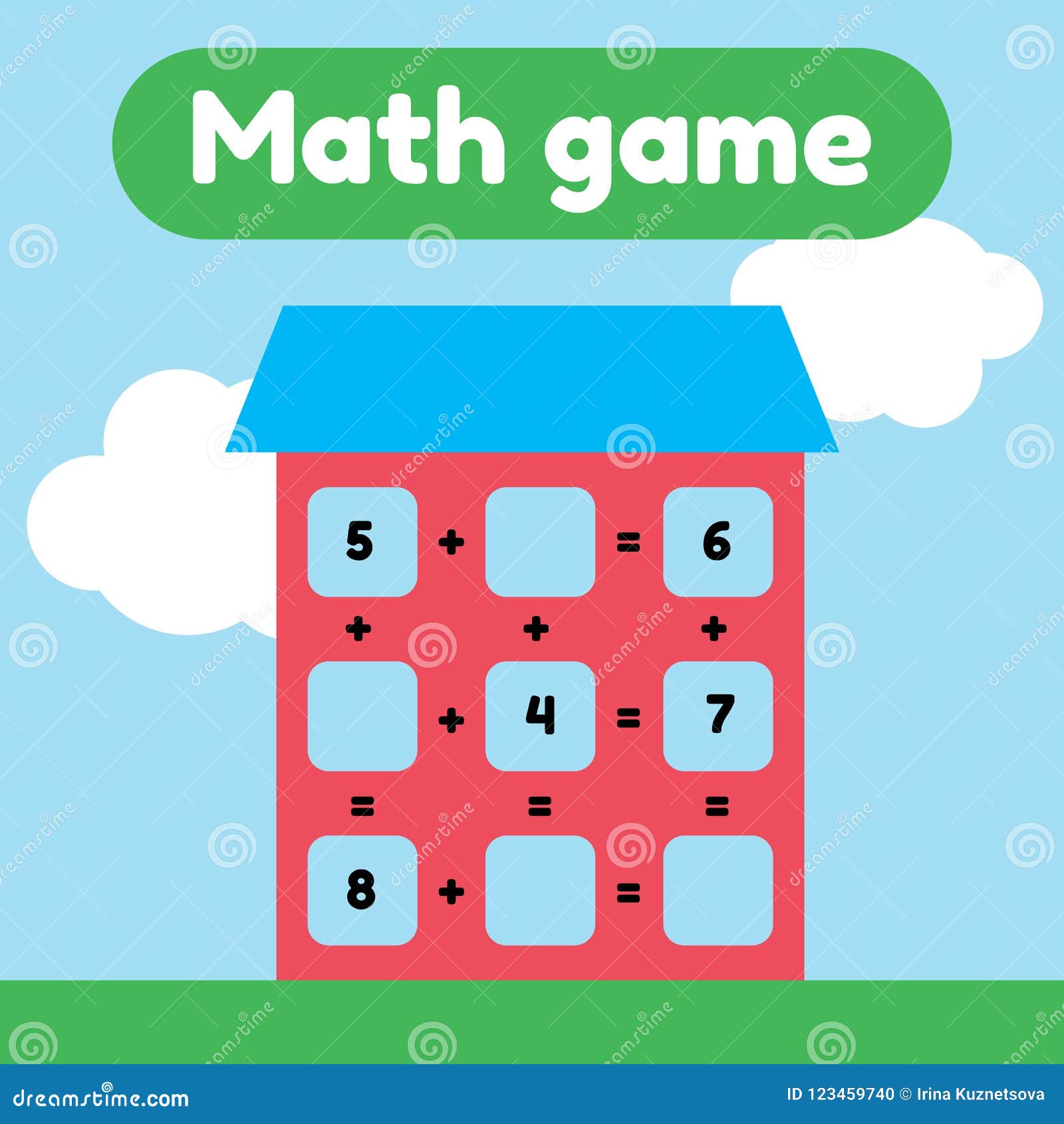 Math Game for Preschool and School Age Children. Count and Insert the ...