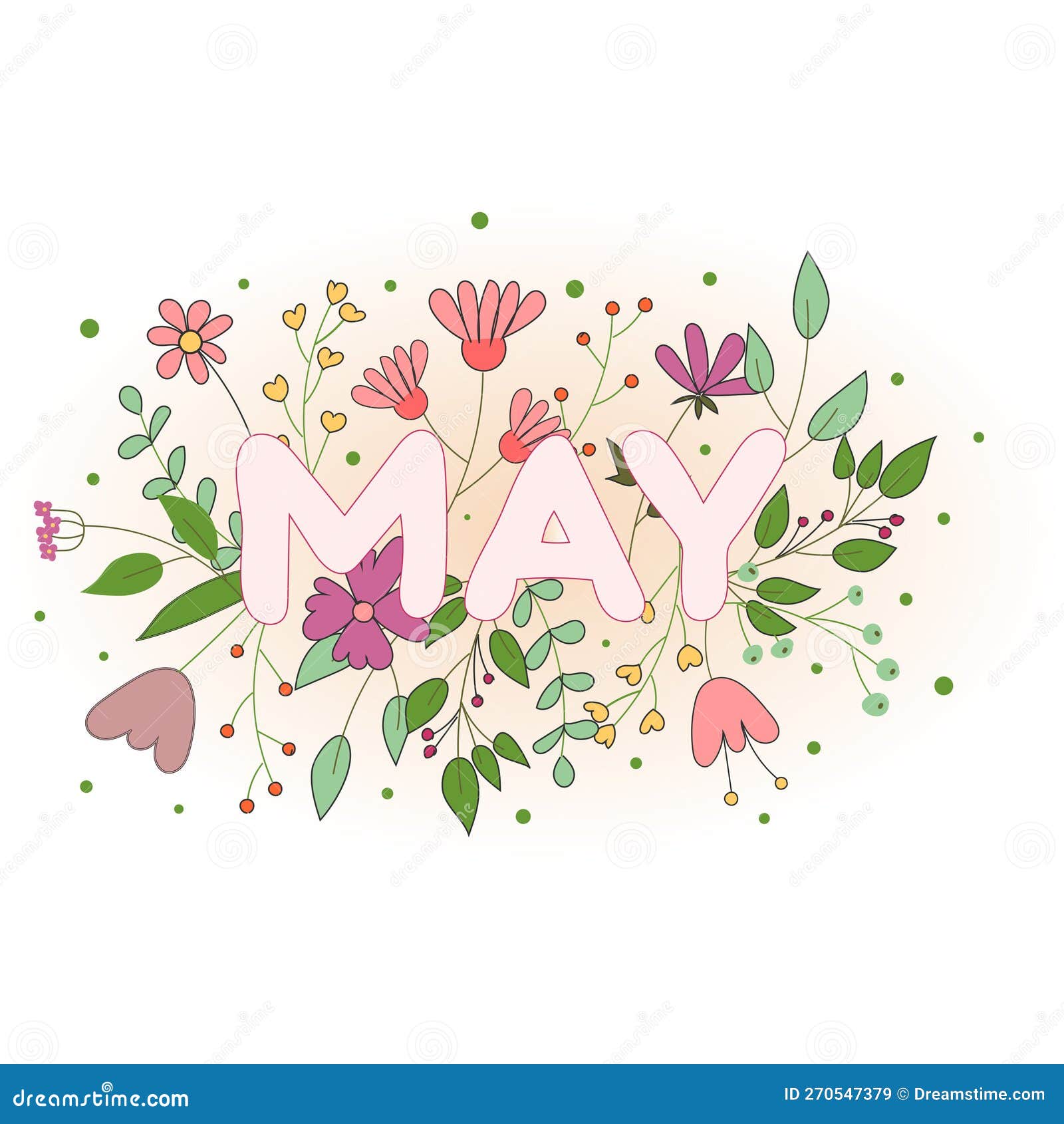Vector Illustration with May Surrounded by Flowers Stock Vector ...
