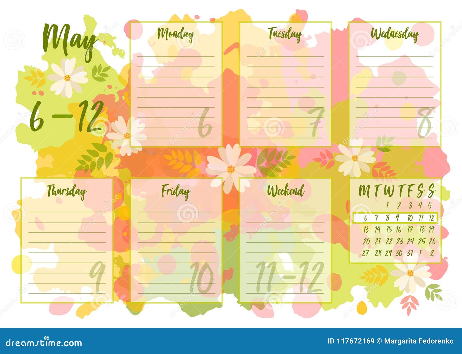 May 2019 Weekly planner stock vector. Illustration of planner - 117672169