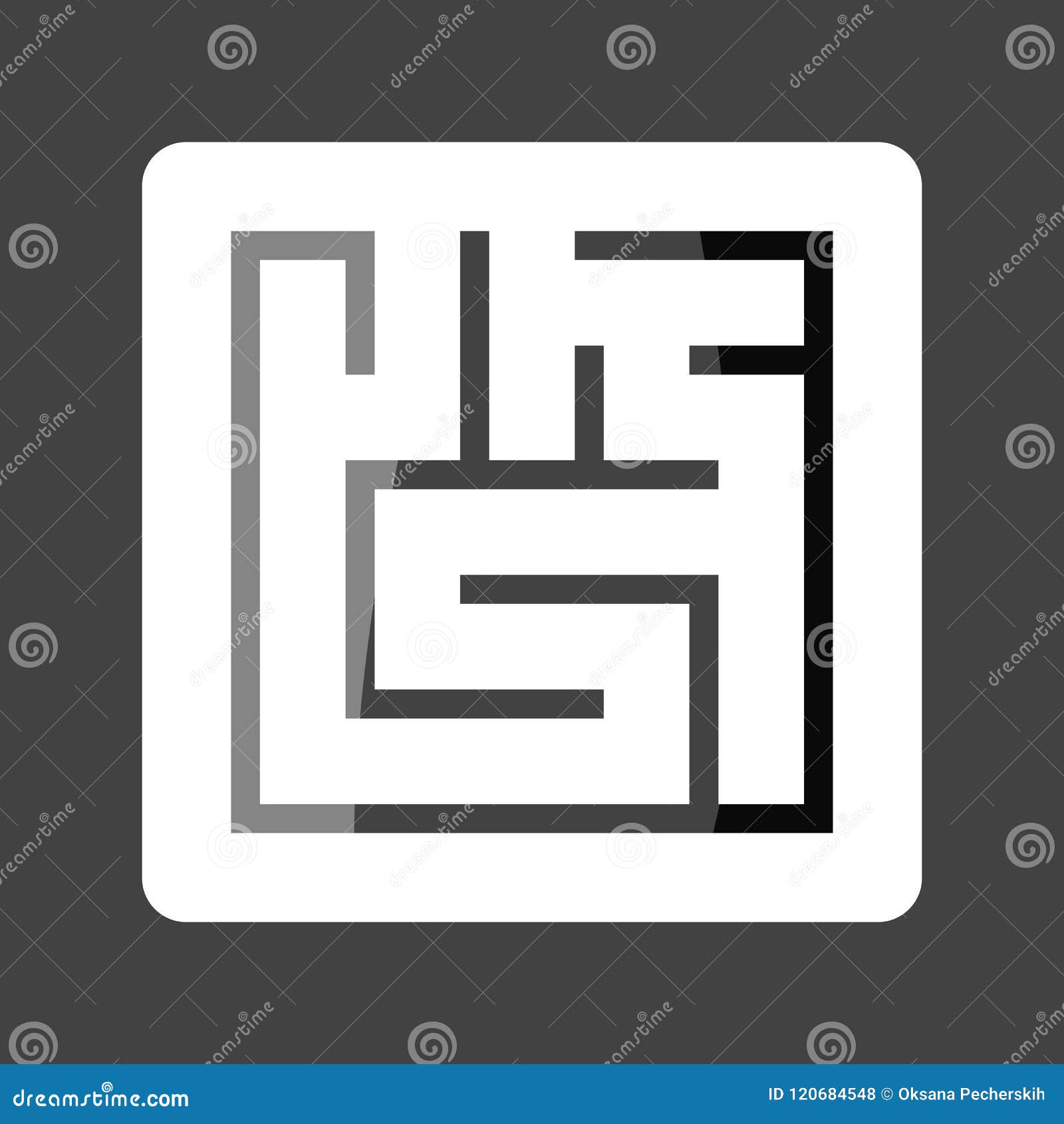 Vector Illustration of a Maze Colored Sticker. Layers Grouped for Easy ...