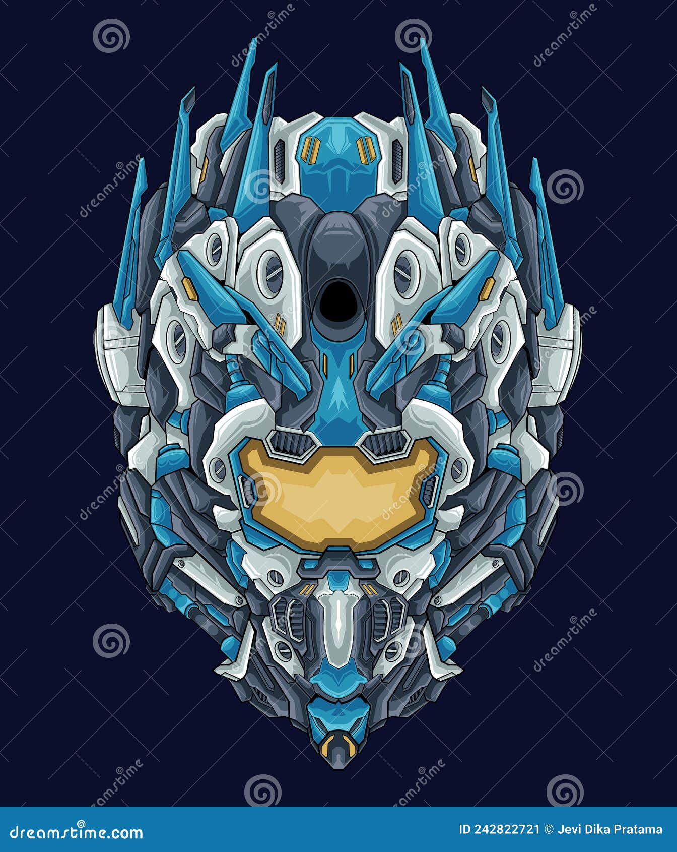 Mecha Head With Sacred Geometry Frame Vector Illustration ...