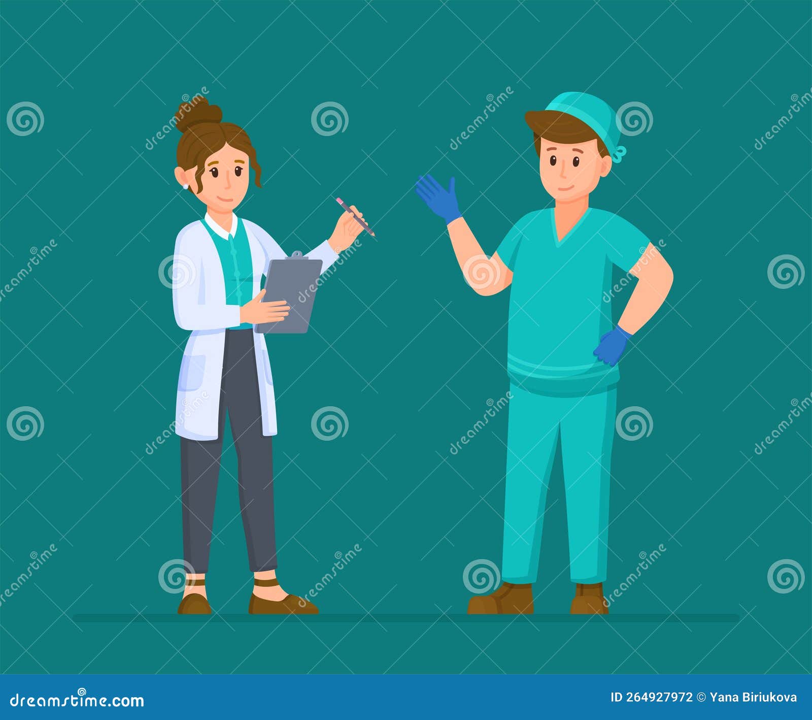 Vector Illustration of Medical Interview. Two Isolated Doctors on a ...