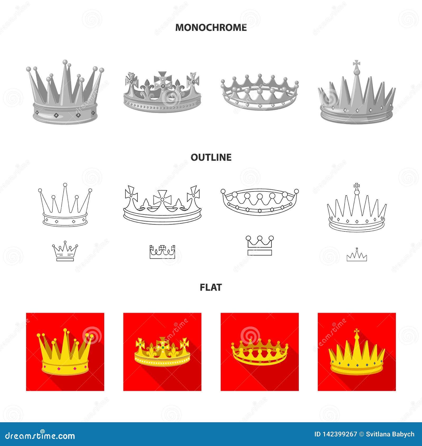 Vector Illustration of Medieval and Nobility Symbol. Collection of ...
