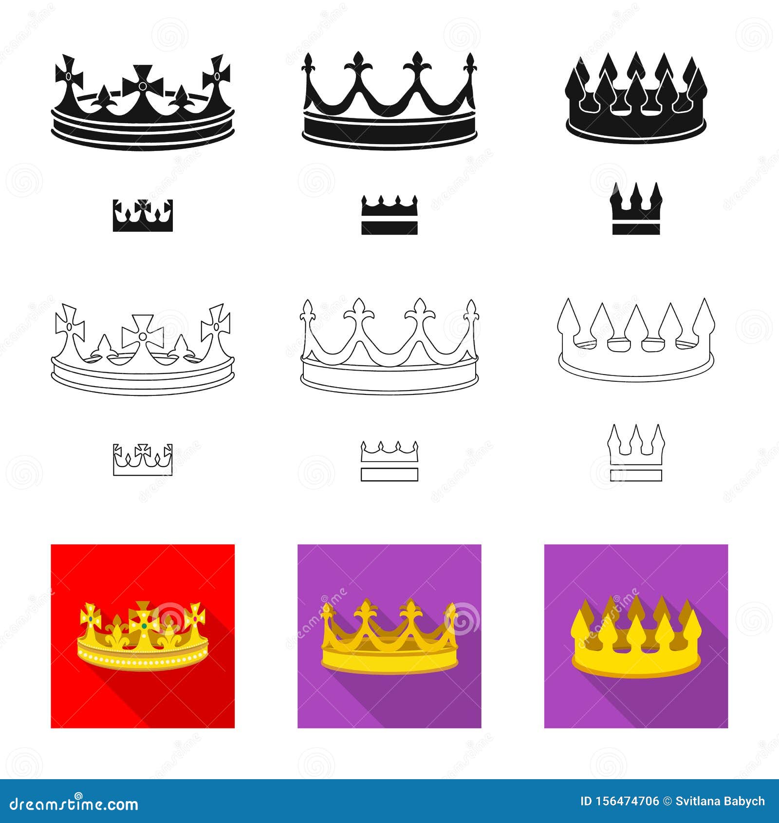 Vector Illustration of Medieval and Nobility Symbol. Collection of ...