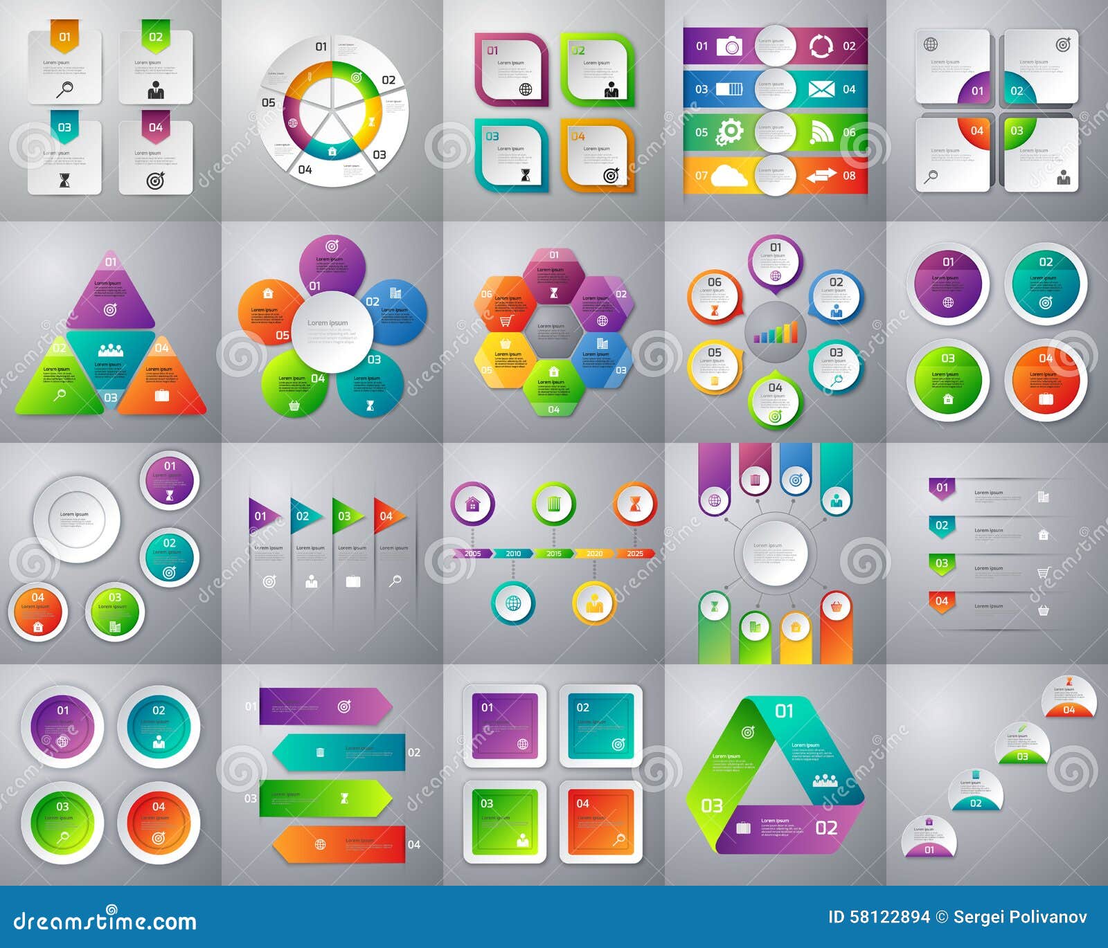 Vector Illustration of a Mega Collection of Colorful Infographic Stock ...