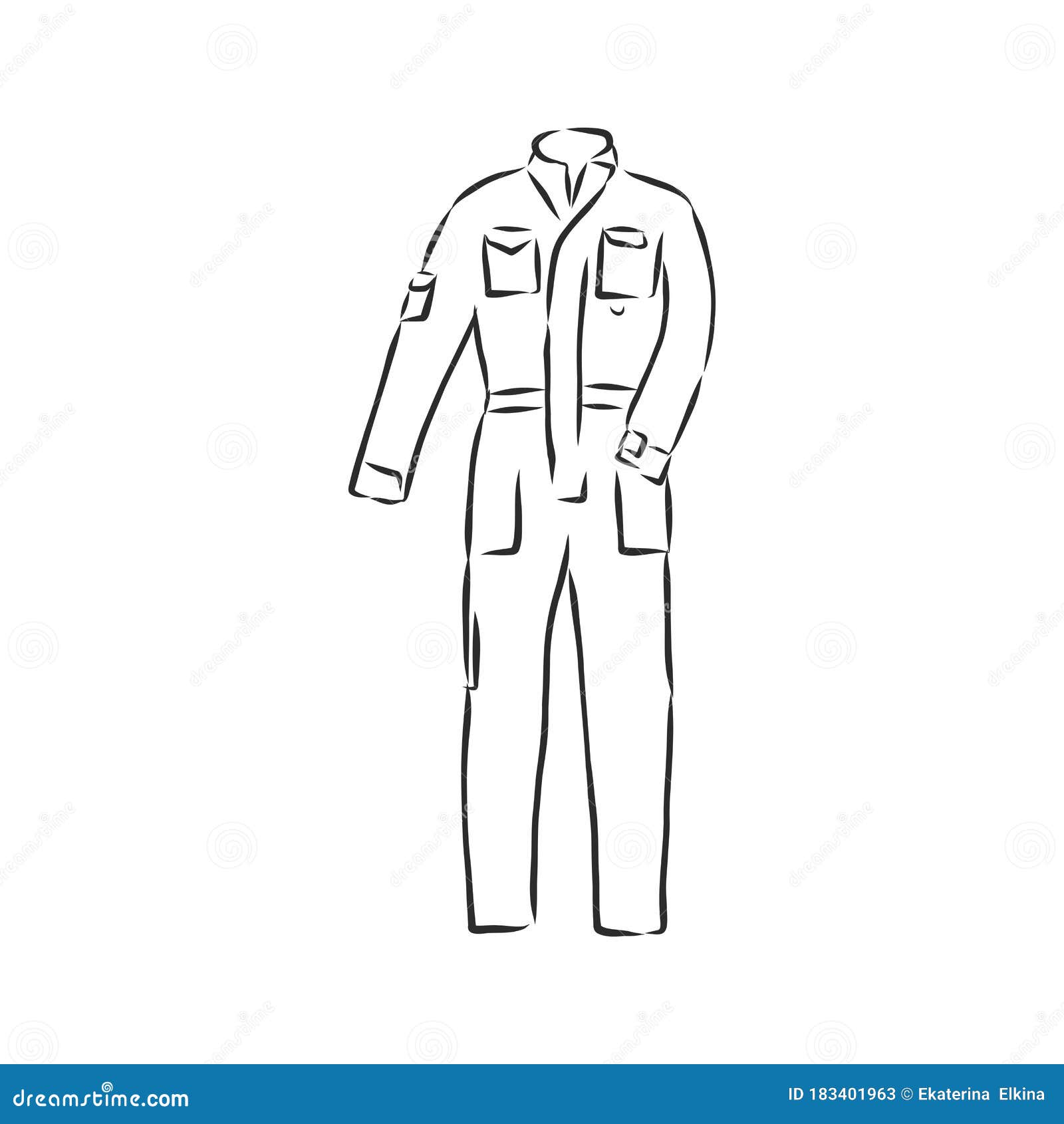Vector Illustration of Men`s Overall. Men`s Overalls Vector Sketch ...