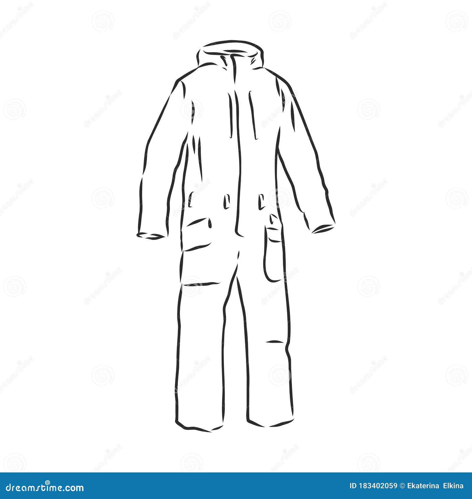 Vector Illustration of Men`s Overall. Men`s Overalls Vector Sketch ...