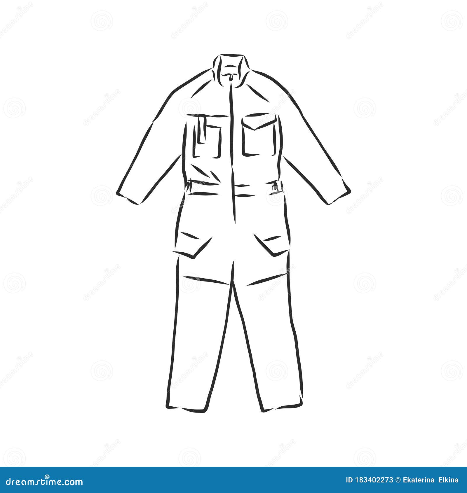 Vector Illustration of Men`s Overall. Men`s Overalls Vector Sketch ...