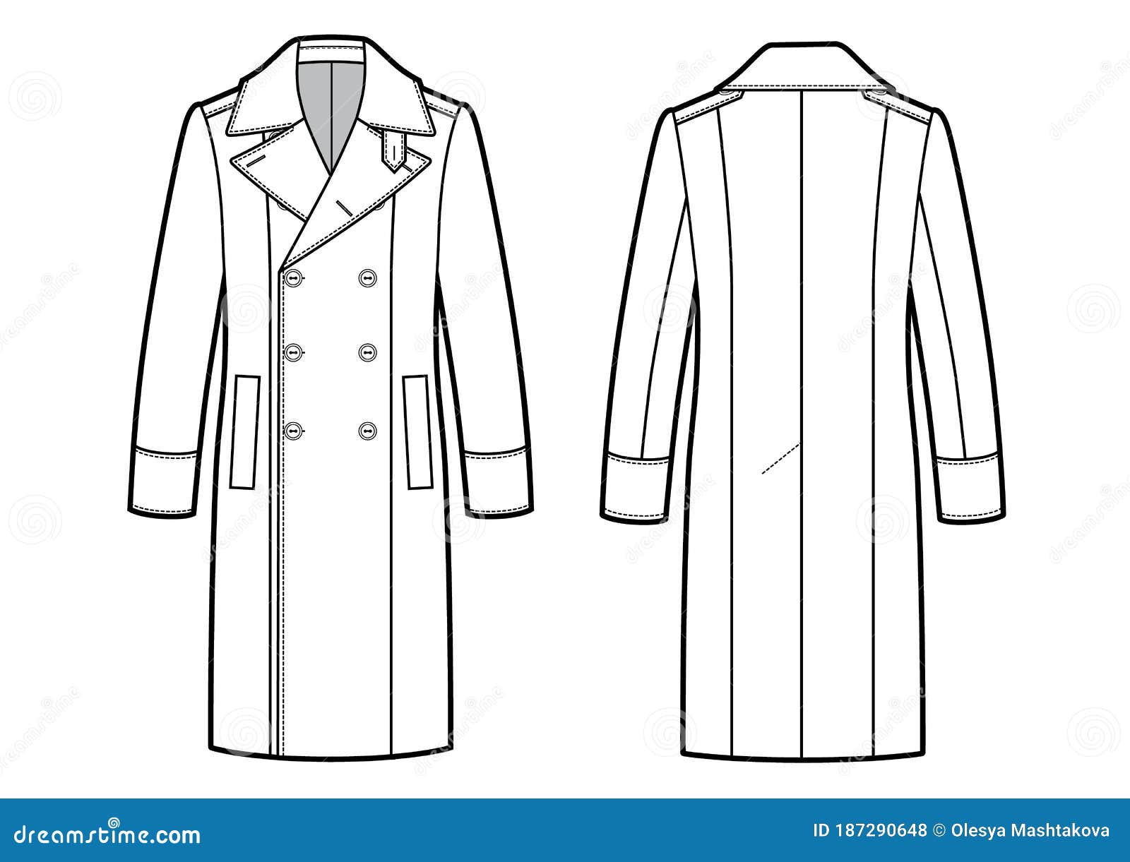 Vector Illustration of Men`s Trench Coat Stock Illustration ...