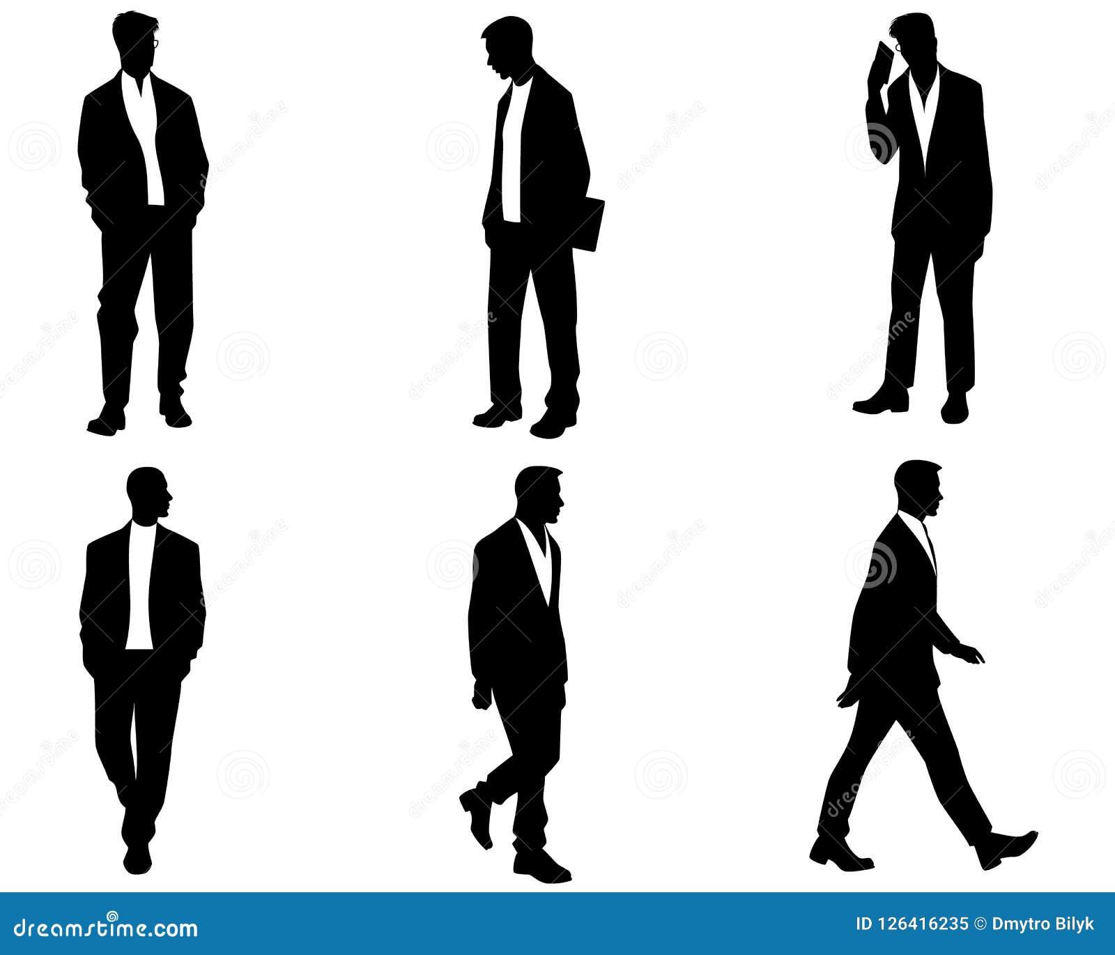 Men silhouettes on white stock vector. Illustration of businessman ...