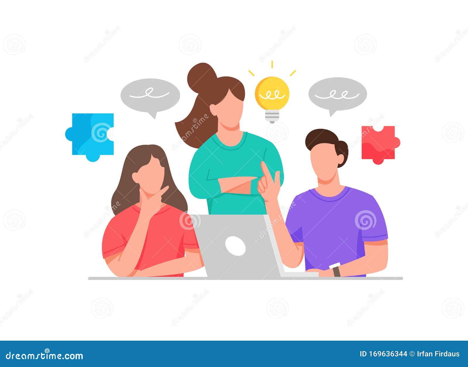 Vector Illustration Men and Women Discuss for Creative Ideas Stock ...
