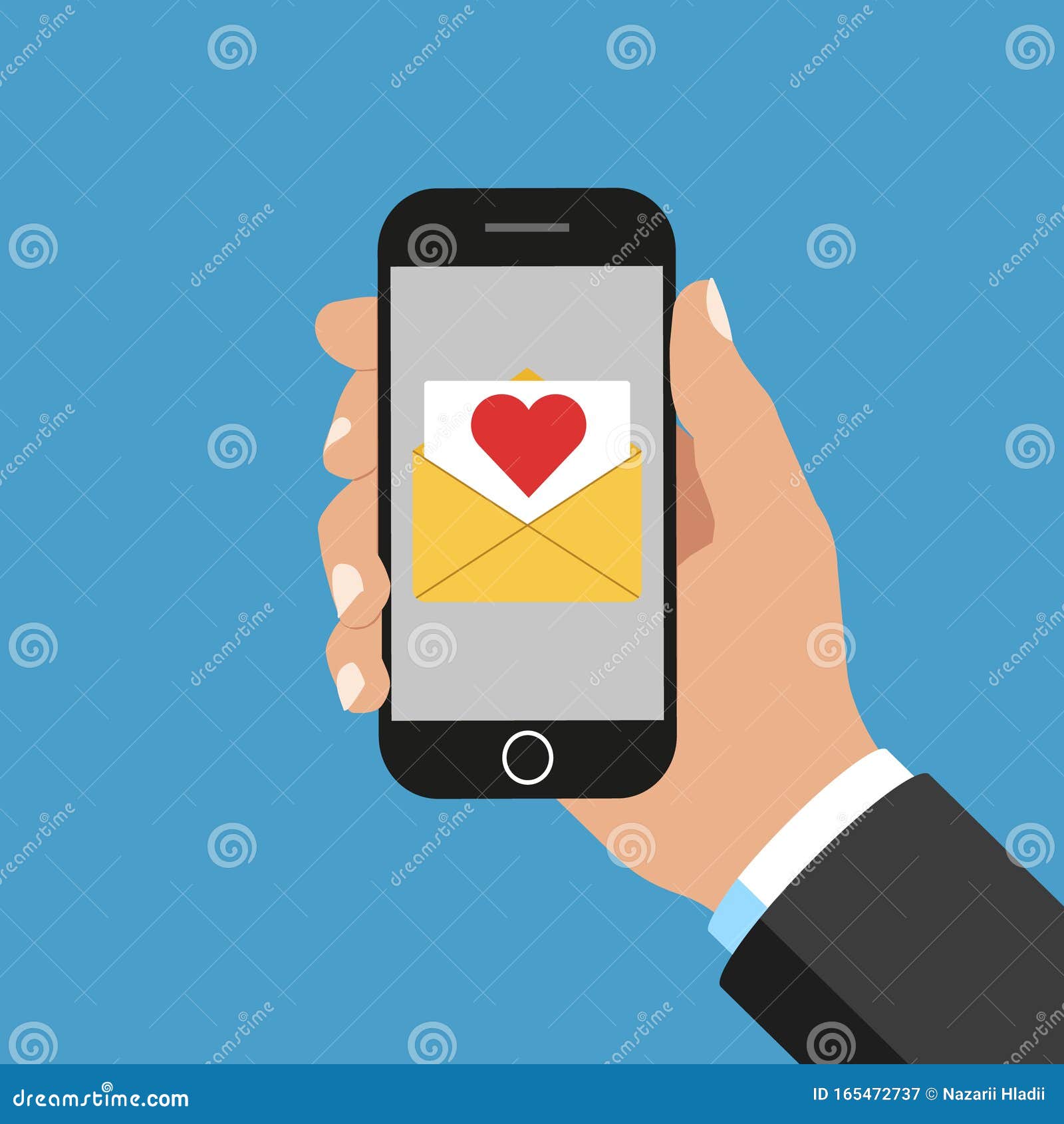 Vector Illustration of Message in Smartphone. Isolated. Stock Vector ...
