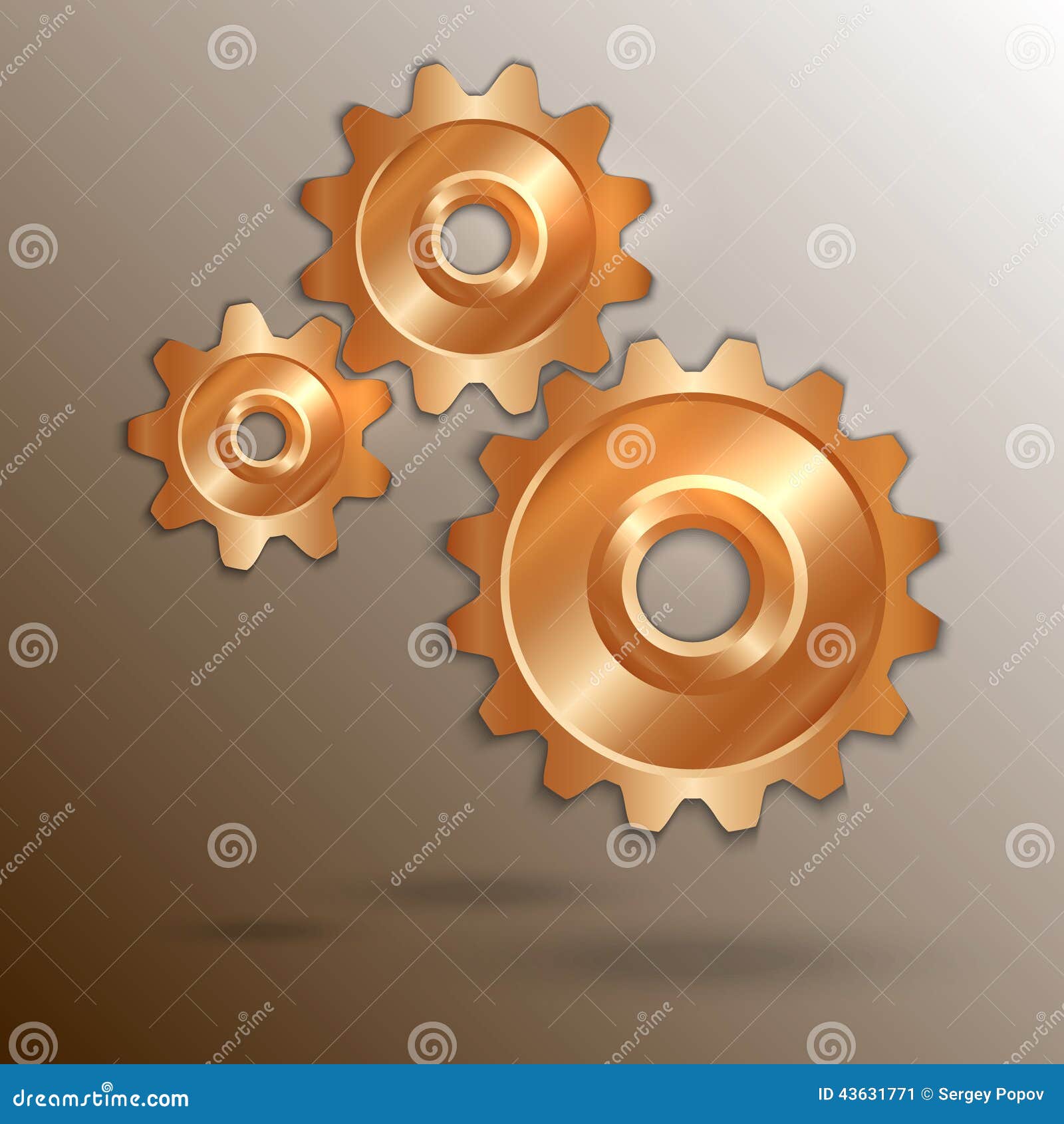 Vector Illustration of Metallic Copper Cogwheels Stock Vector ...