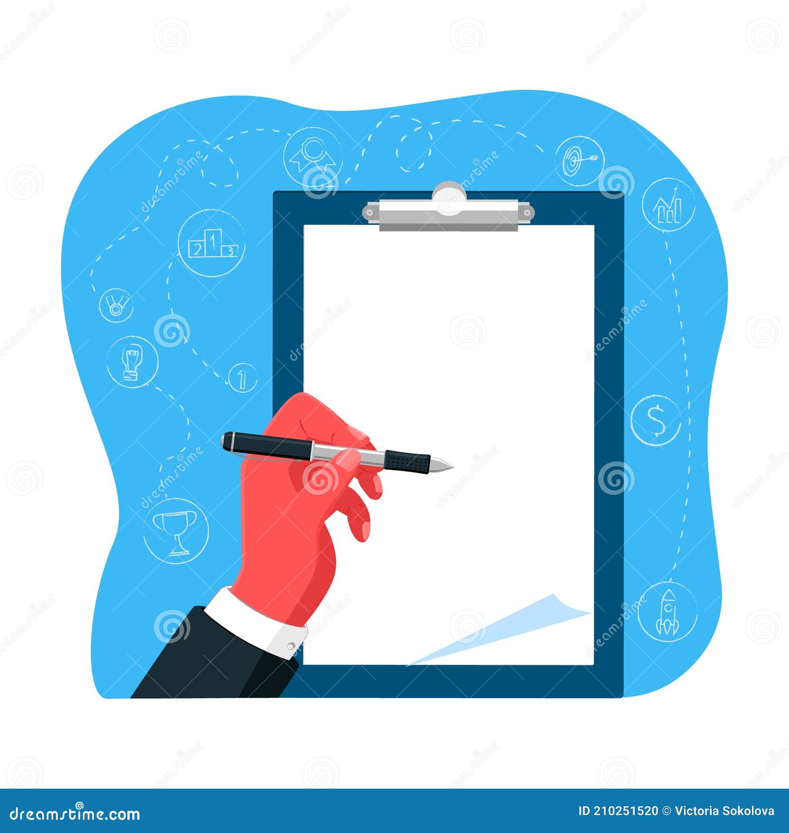 Image Metaphor with Hand Writing on Tablet Sheet Stock Vector ...