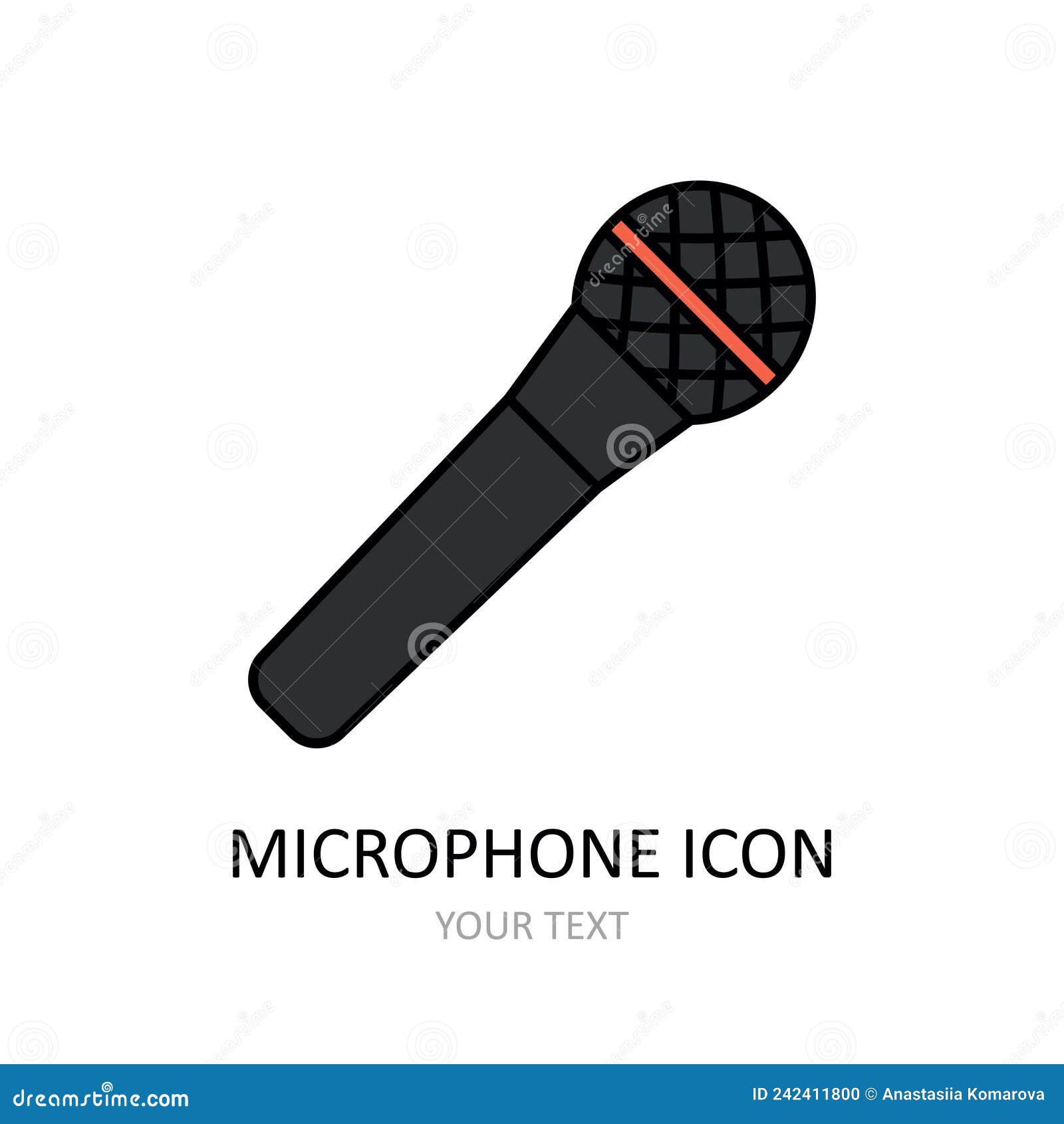 Vector Illustration with Microphone. Outline Icon Stock Vector ...