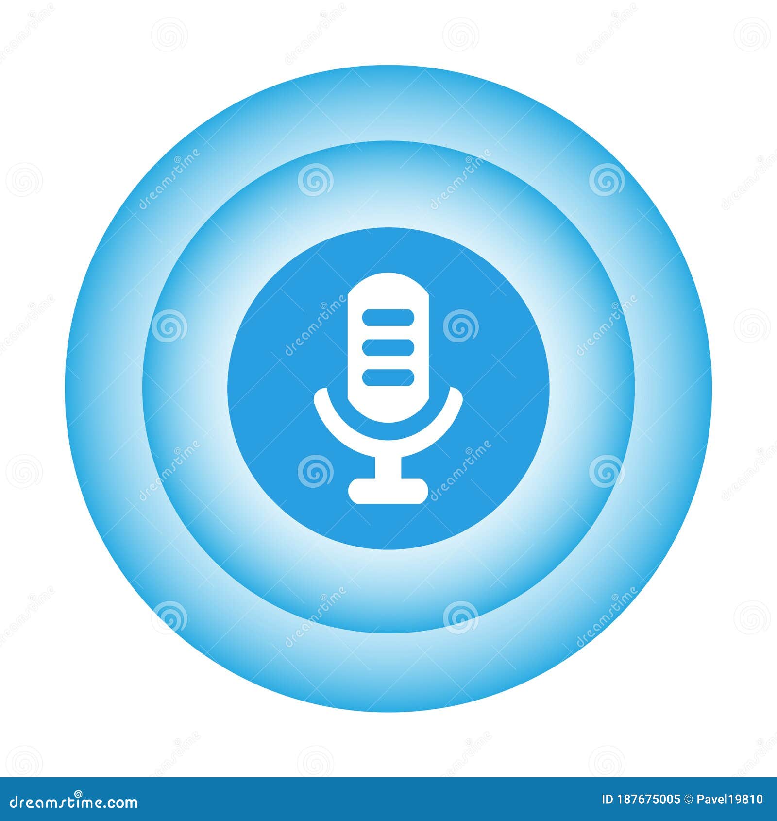 Vector Illustration of the Microphone Sign in Blue Stock Vector ...