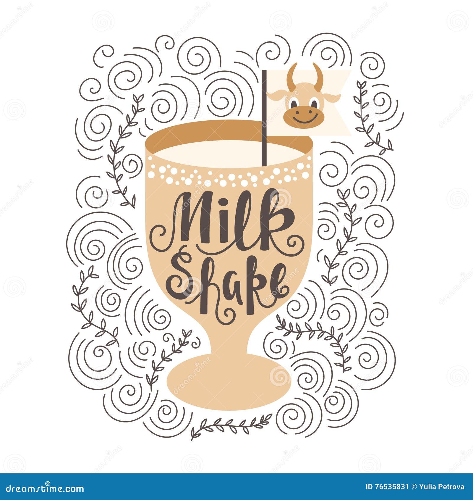 Vector Illustration with Milkshake. Stock Vector - Illustration of menu ...