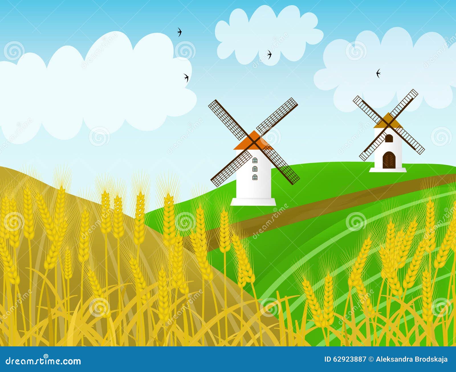 Mills In The Fields, Anime Style Royalty-Free Cartoon | CartoonDealer ...