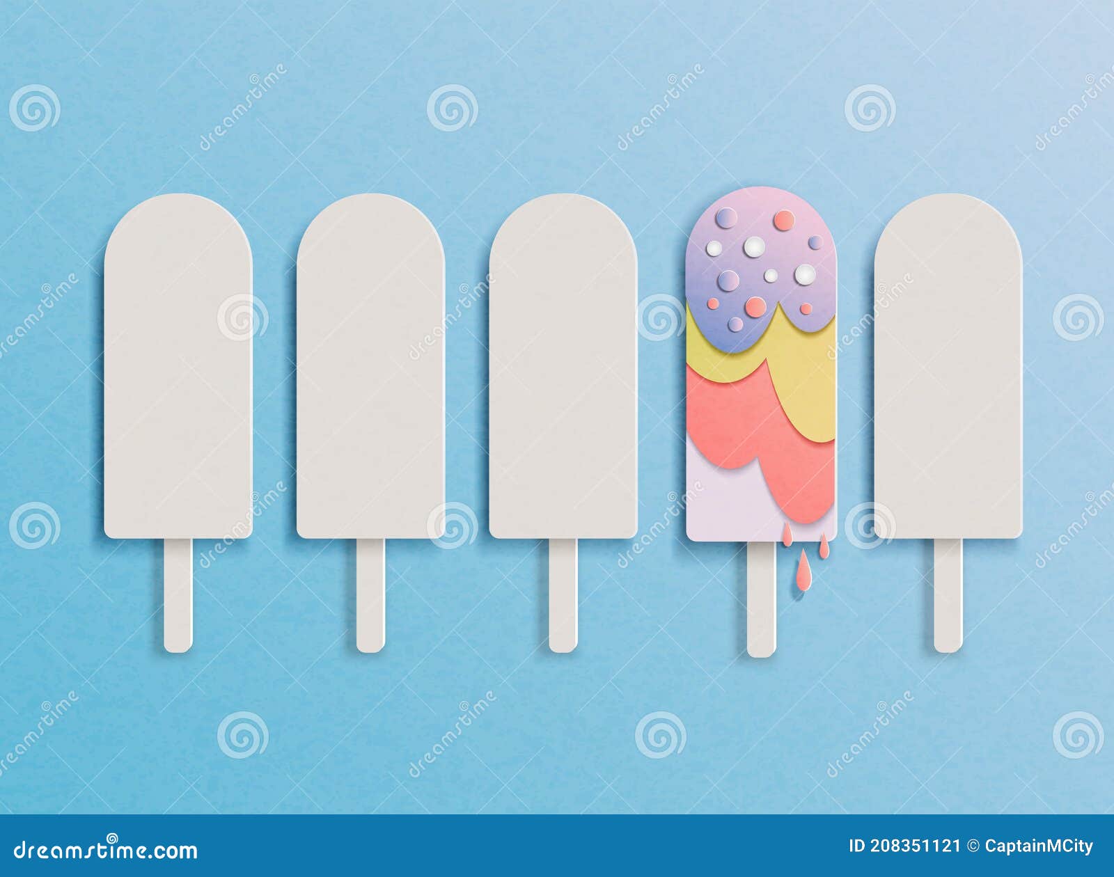 Illustration in Minimal Style Ice Creams in a Row Stock Vector ...